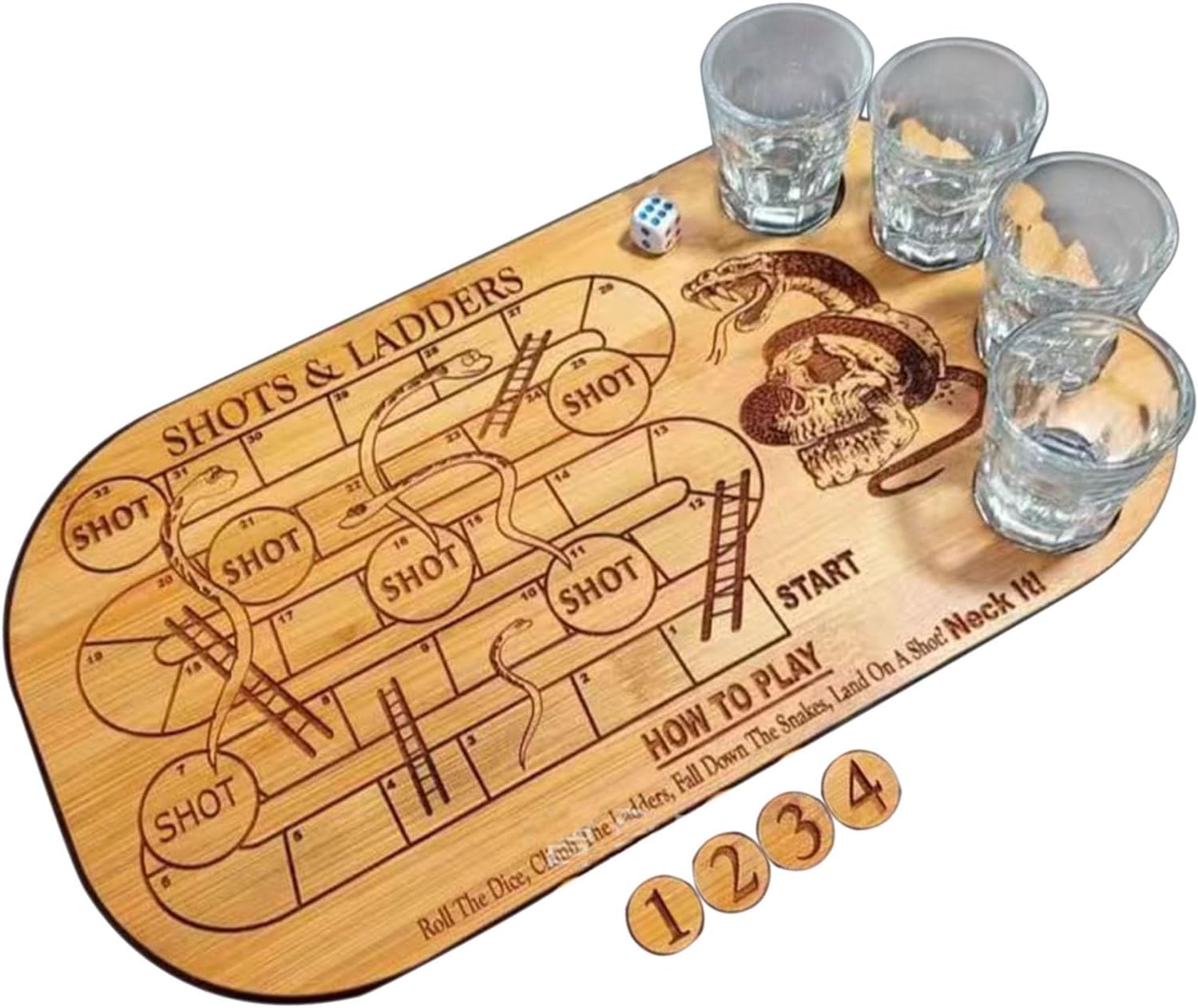 Veeteah Shots And Ladders Drinking Game, Snakes and Ladders Board Game ...