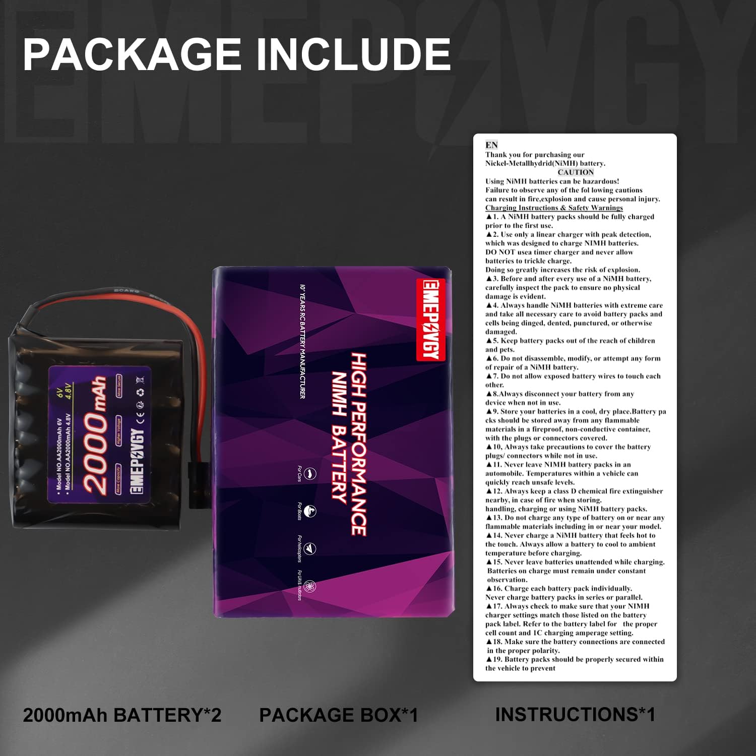 EMEPOVGY RC NiMH Receptor RX Batería 6V 1700mAh Alta Capacidad ...