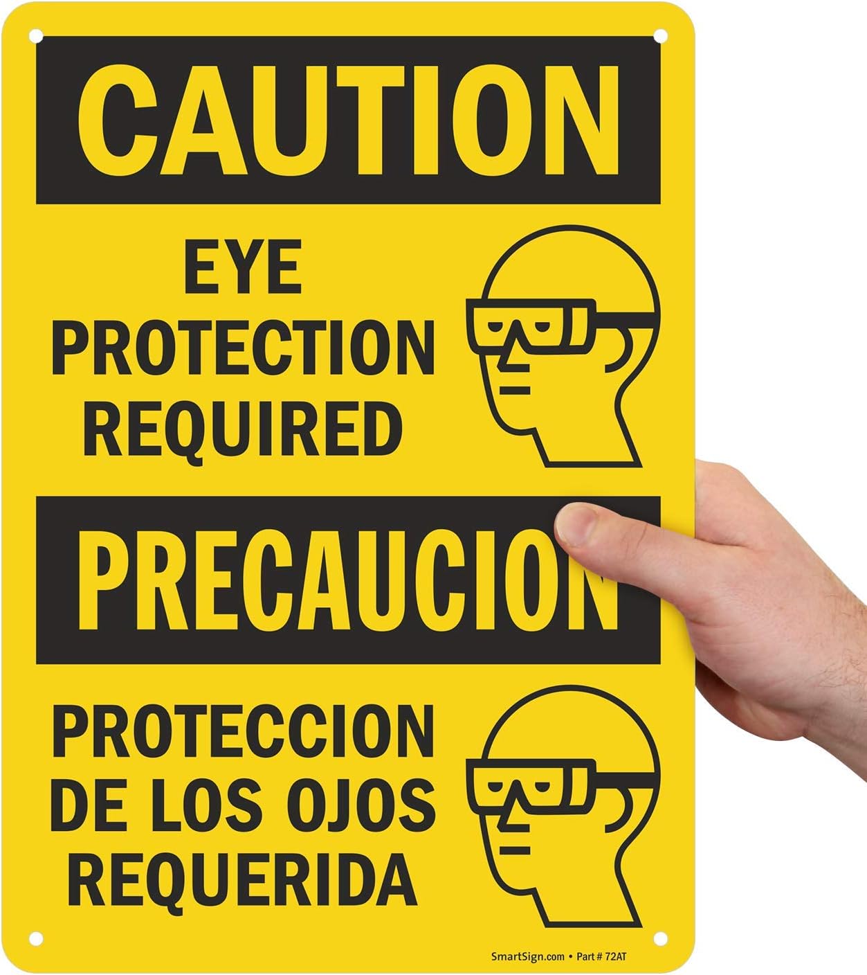SmartSign "Caution - Eye Protection Required, Wear Safety Glasses" Sign ...
