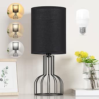 Hong-in Black Small Table lamp-Small Nightstand Lamp for Bedroom,Simple ...
