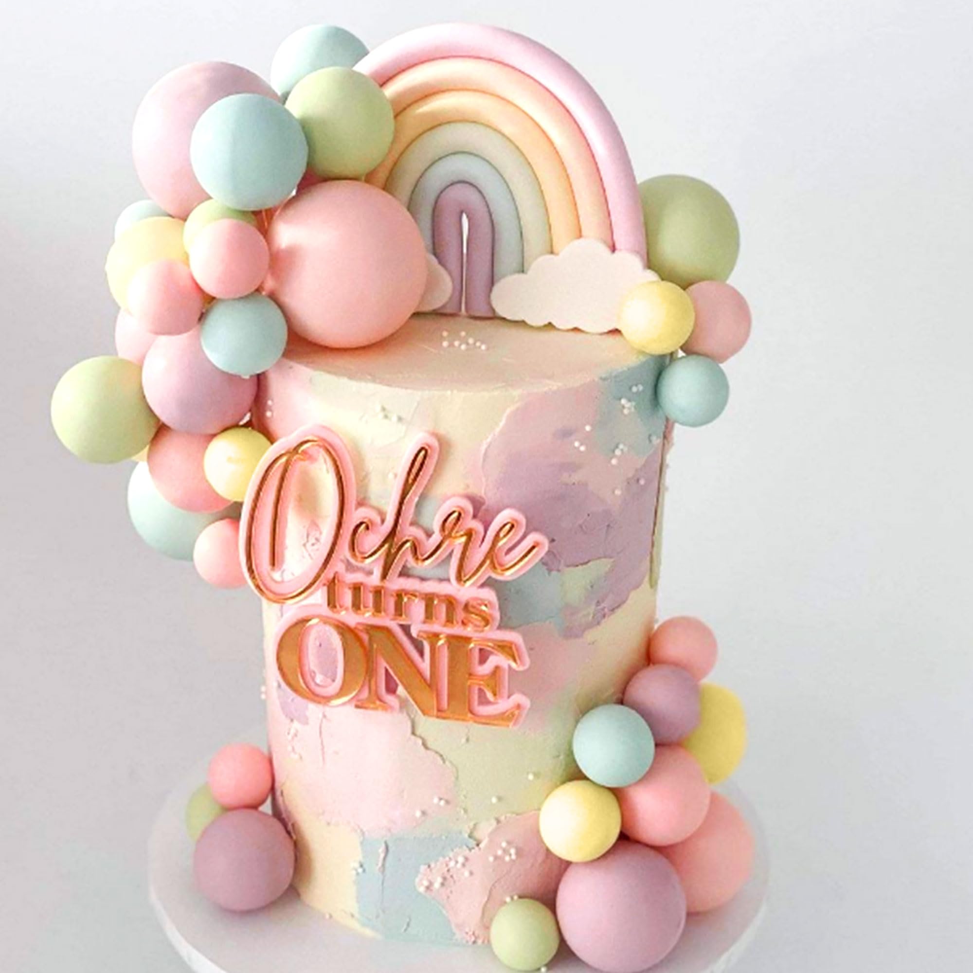 Snapklik.com : 50 PCS Macaroon Rainbow Ball Cake Toppers Colorful ...