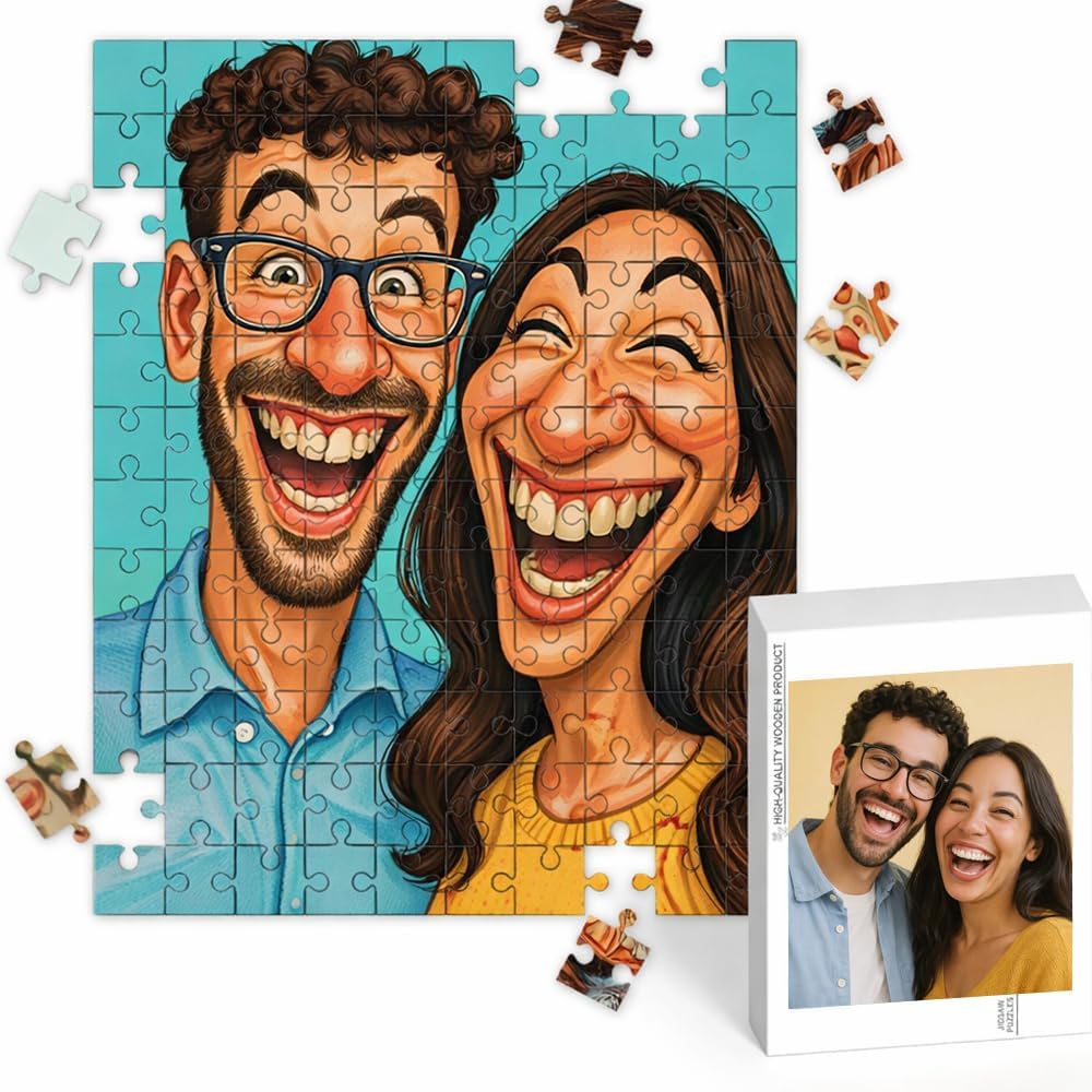 Amazon.com: Personalized Picture Jigsaw Cartoon Puzzle for Couple ...