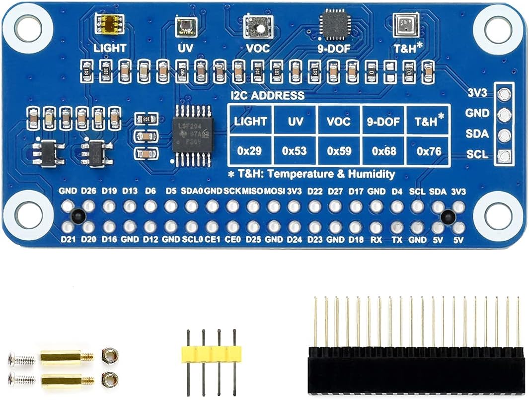 Amazon.com: Waveshare Environment Sensor HAT for Raspberry Pi I2C Bus with Rich Onboard ...