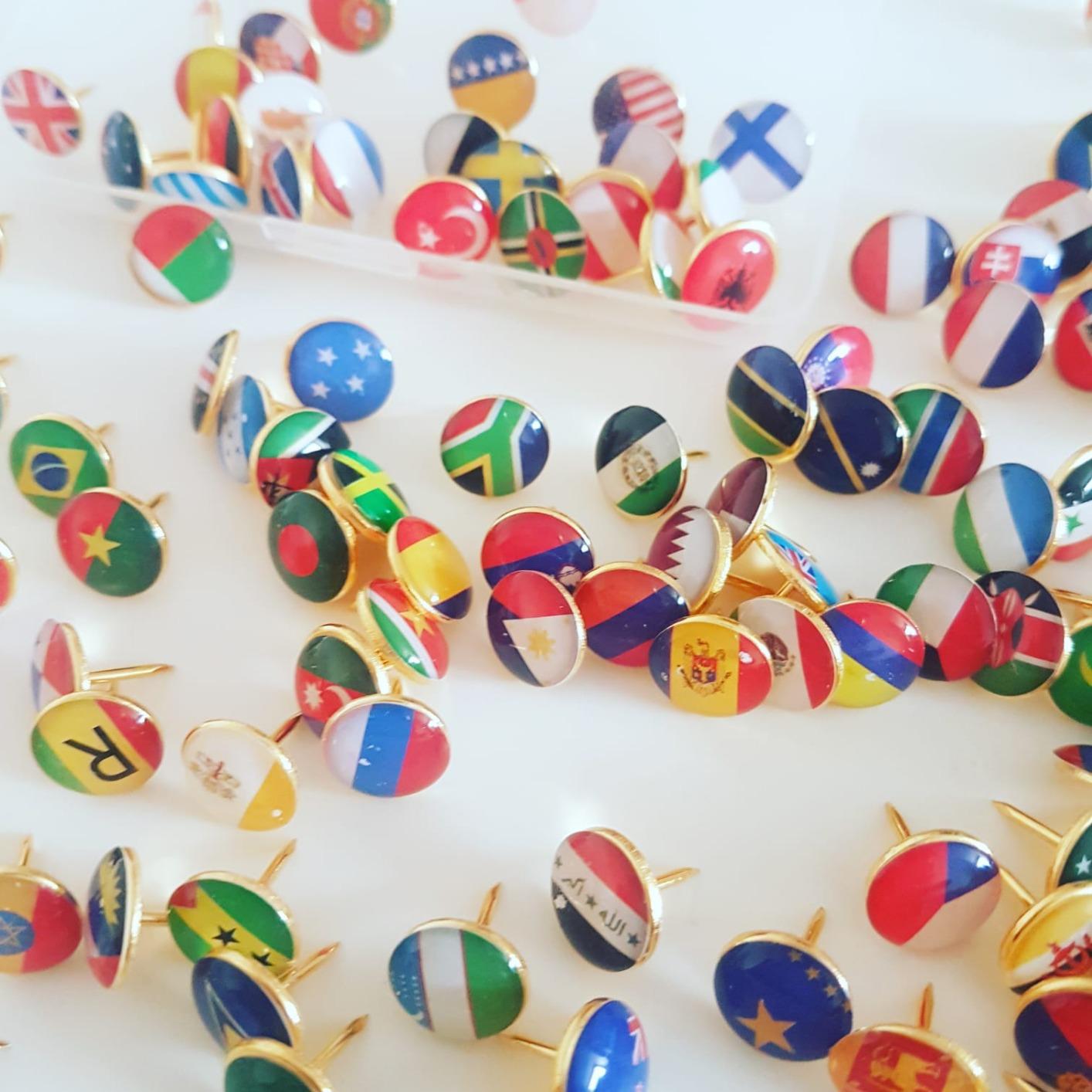 194 Pieces Creative Push Pins National Flag Pins Thumb Tacks Country ...
