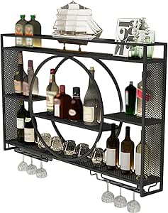 Amazon.com: KEPMOGOH Wine Rack Wall Mounted, Metal Round Wine Rack ...
