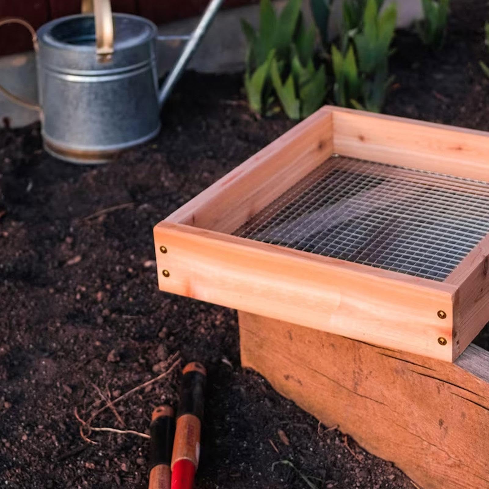 Gravel Sifter Handheld Garden Soil Sifter Wood Dirt Sieve Hand Compost ...