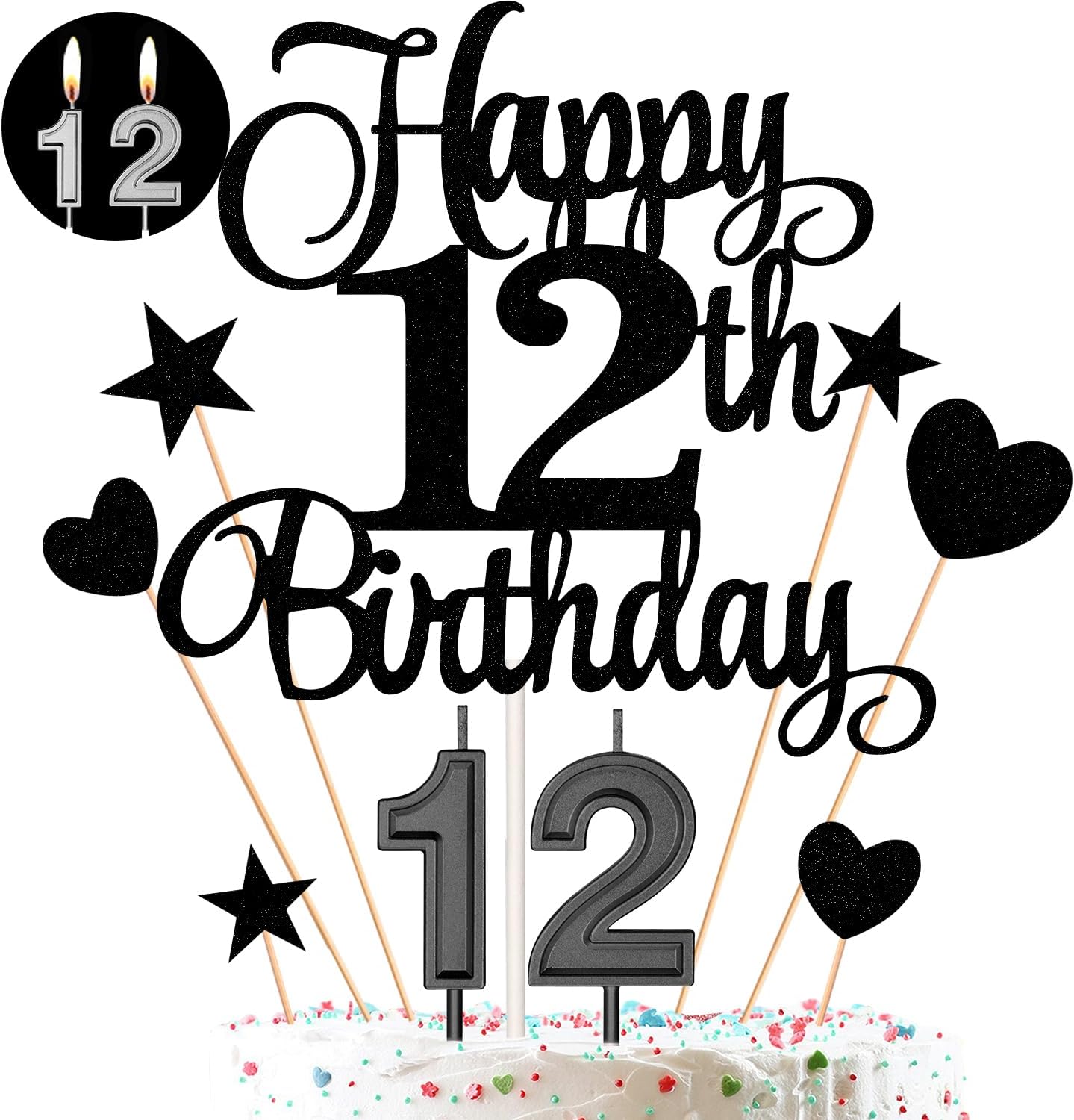 Amazon.com: 12th Birthday Cake Decorations Set Include 12th Birthday ...