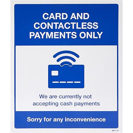 Set of 6 Card only Signs. 120mm x 90mm self Adhesive Stickers. Ideal ...