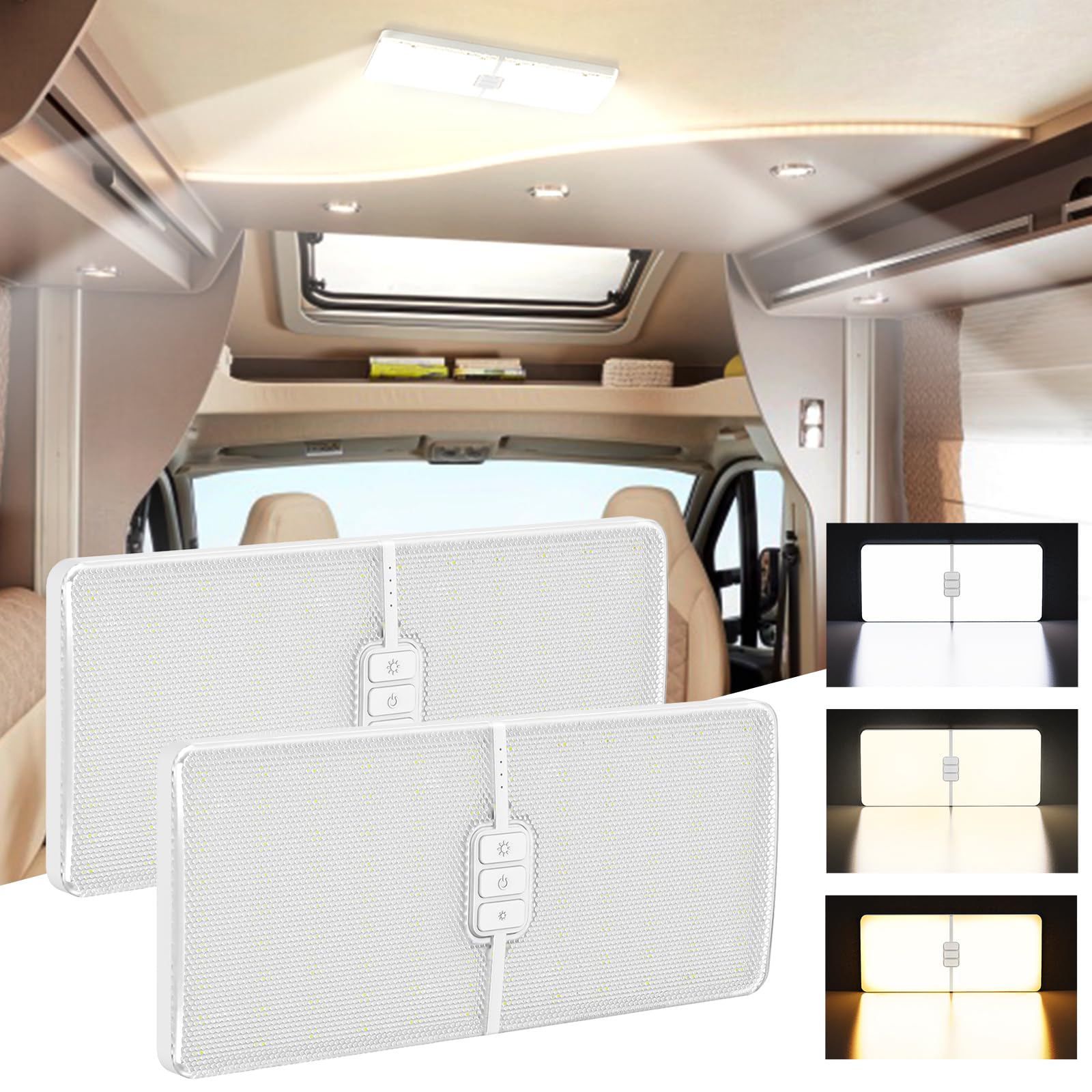 HOTOIQ RV Interior Light, 1800LM Dimmable RV Ceiling Dome Lights, LED ...
