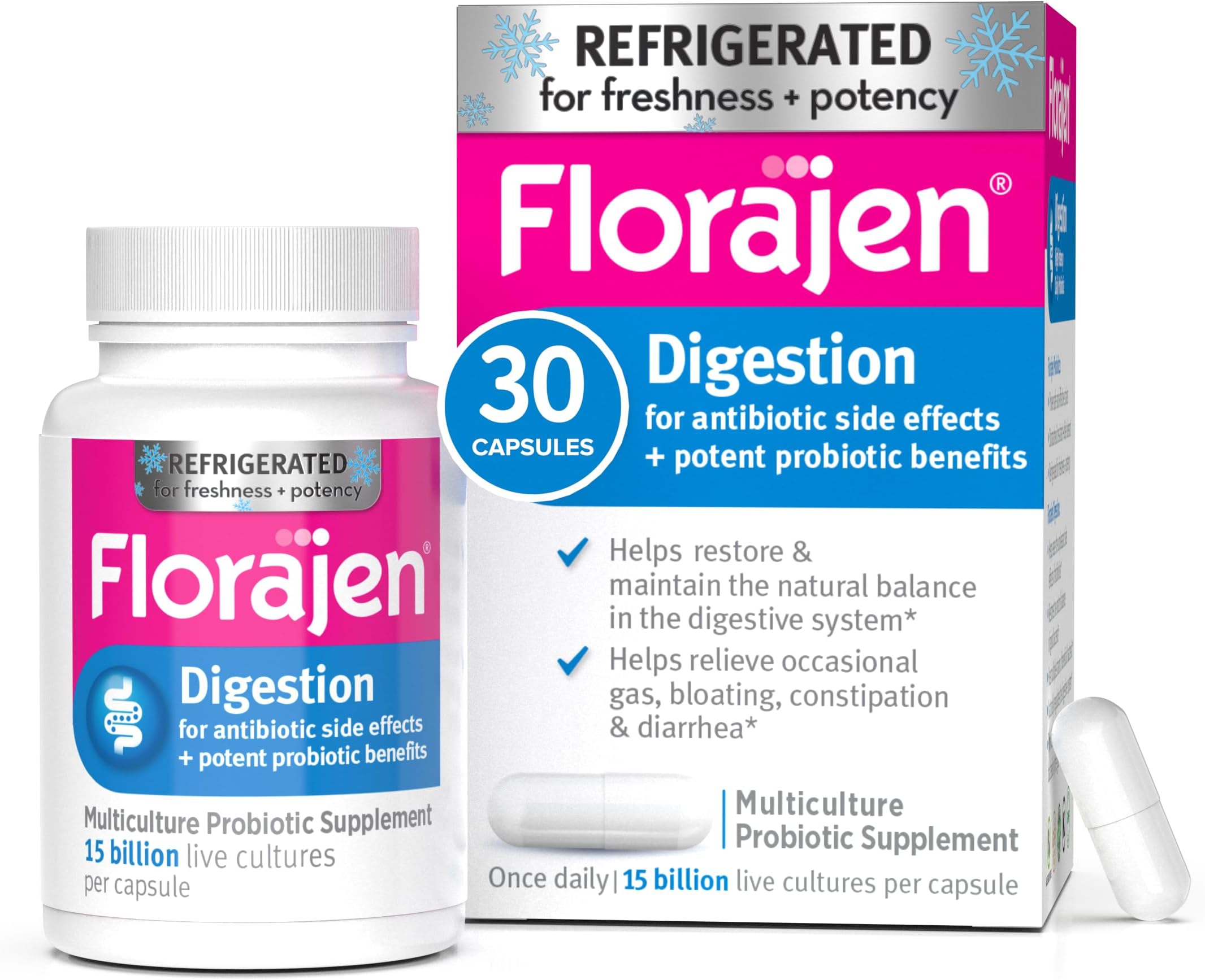 Amazon.com: Florajen Digestion Probiotics, Gut Health Supplement with ...