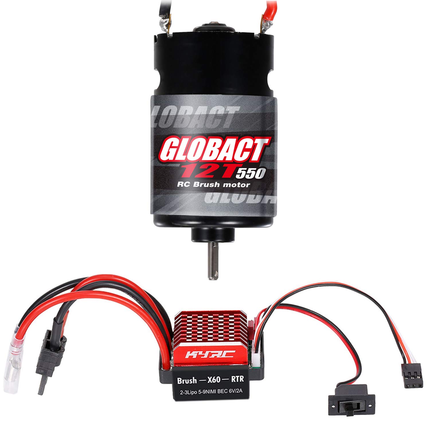 Amazon.com: Rc Motor 550 12T Brushed Motor+60A Brushed ESC with Traxxas ...