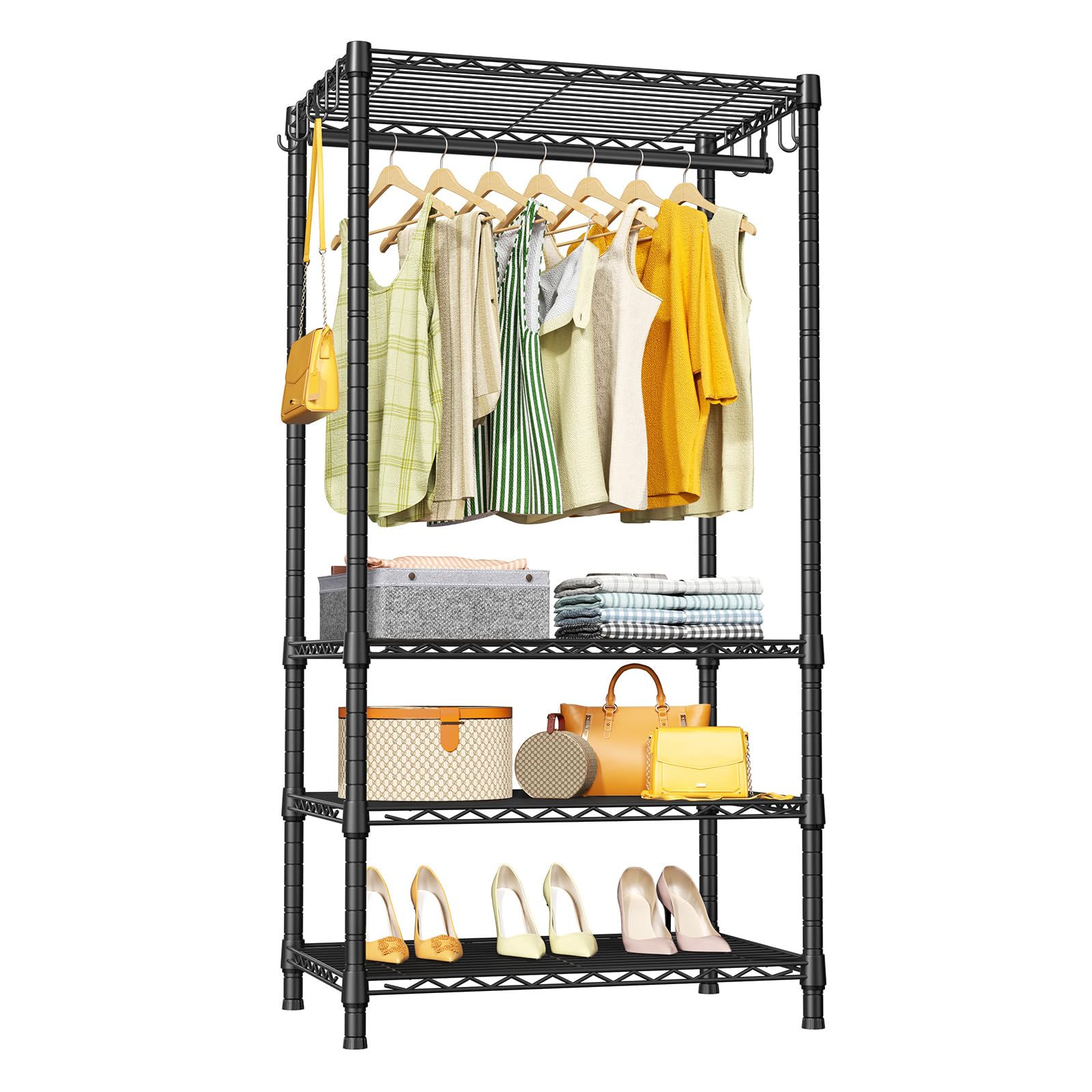 Amazon.com: Ulif Portable Closets, 4 Tiers Garment Rack and Metal ...
