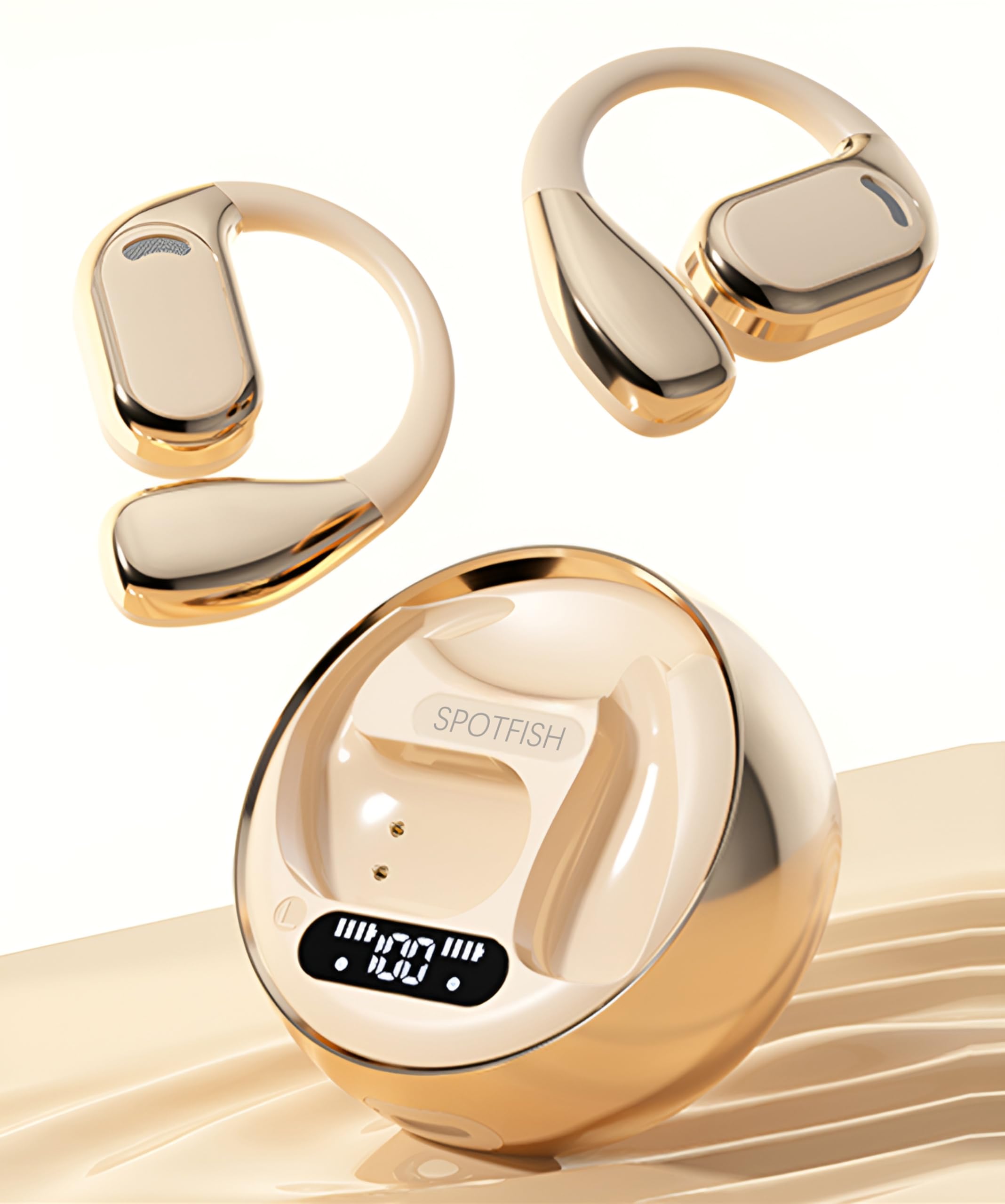 SPOTFISH Open Ear Headphones, True Wireless Earbuds Bluetooth 5.4 ...