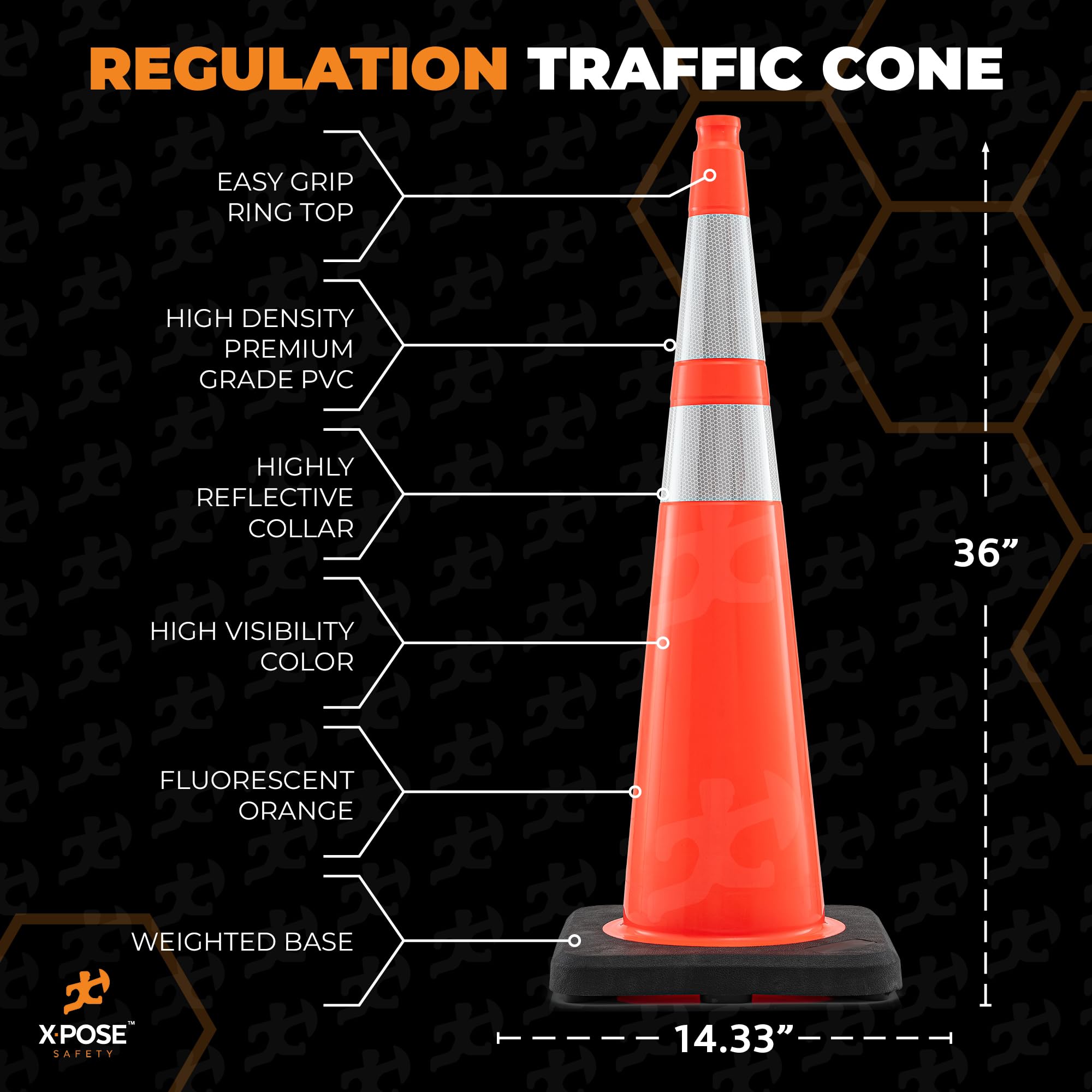Snapklik.com : Xpose Safety 36 Inch Orange Slim Line Traffic Cones