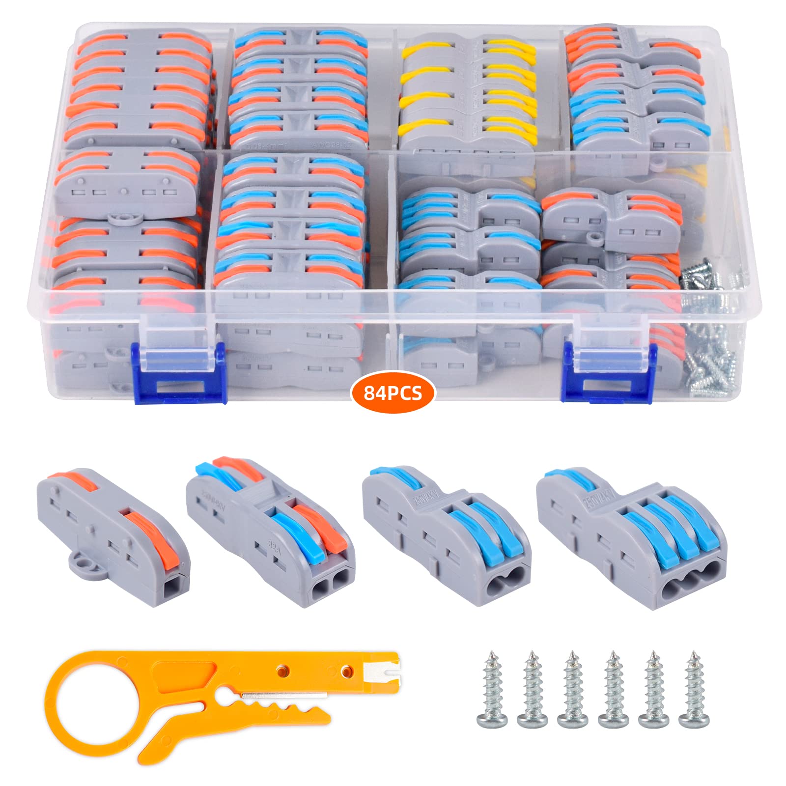 Snapklik.com : 84PCS Wire Connectors, DIY Lever Nuts Wire Connectors ...