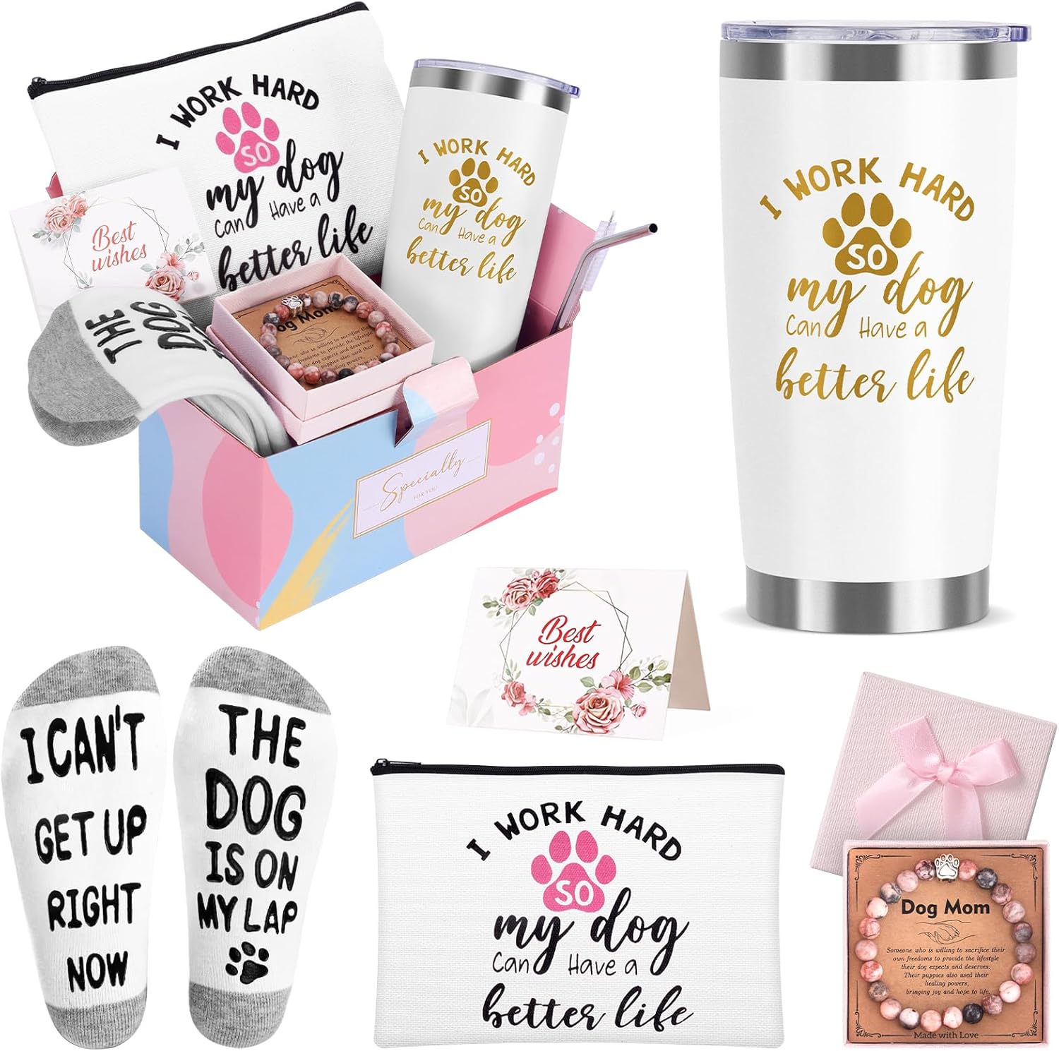 Amazon.com: Dog Mom Dog Lover Gifts for Women, 20oz Wine Tumbler Set ...