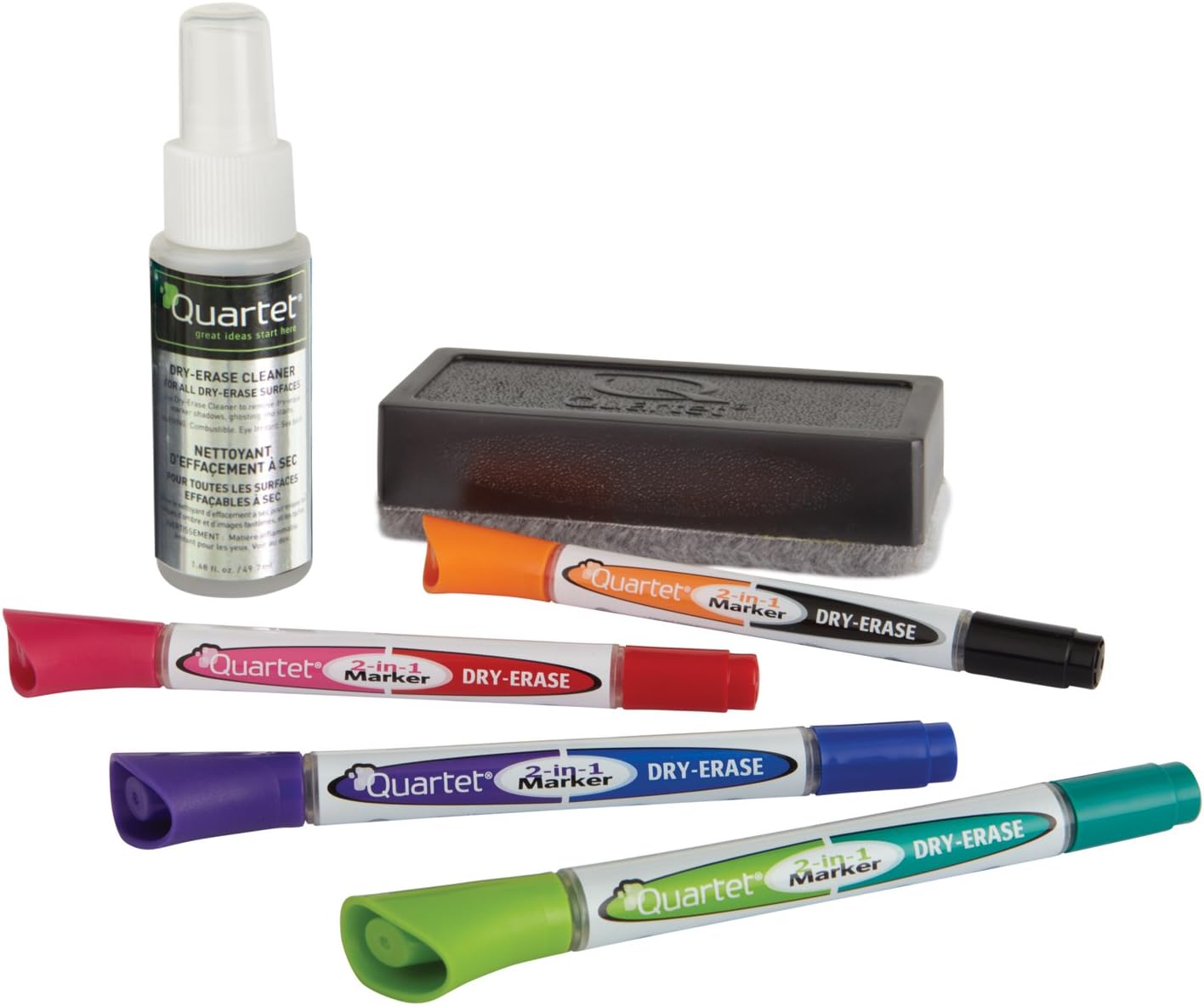 Quartet 3413832101 2-in-1 Dry Erase Marker Accessory Kit, Fine Point, 4 ...