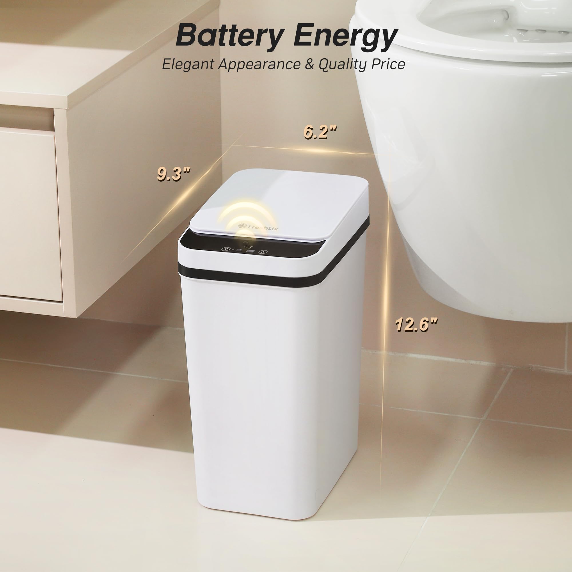 Snapklik.com : FRESHLIX 2 Pack Automatic Bathroom Trash Can 2.6 Gallon ...