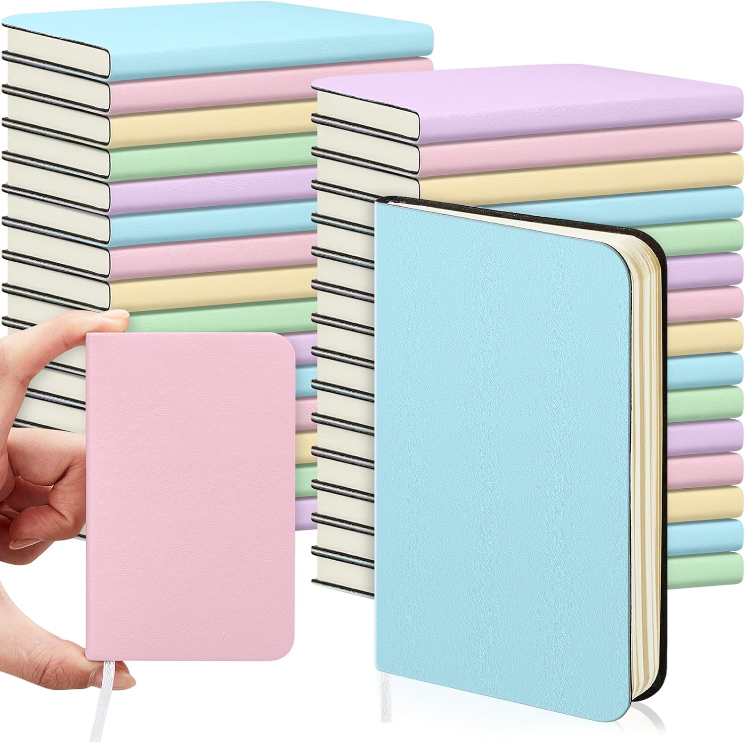 Amazon.com : Dinifee 30 Pcs Leather Mini Pocket Notebook 4 x 2.5 Inch ...