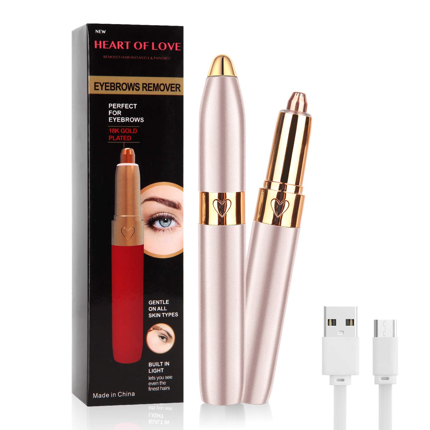 Buy Rechargeable Eyebrow Trimmer for Women with Built-in LED Light ...