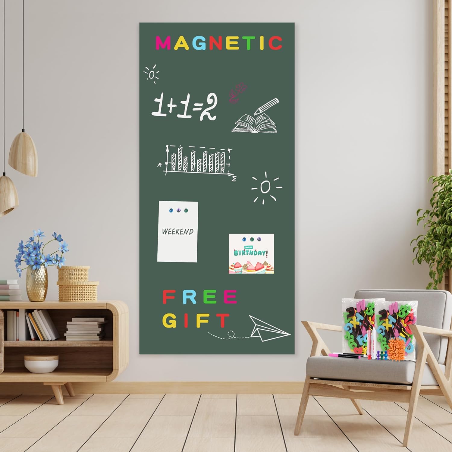 Amazon.com : Board2by Magnetic Chalkboard Contact Paper for Wall, 39.3 ...