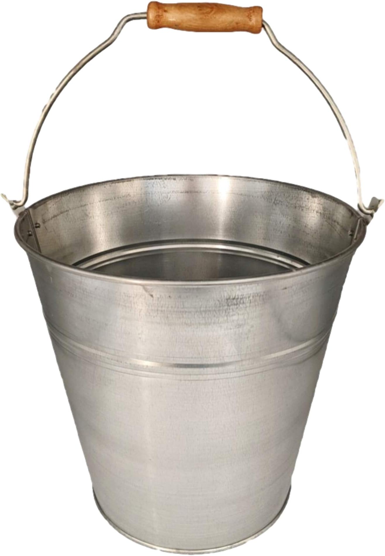 Neilsen 5 Litre Galvanised Steel Metal Bucket Strong Swivel Wooden ...
