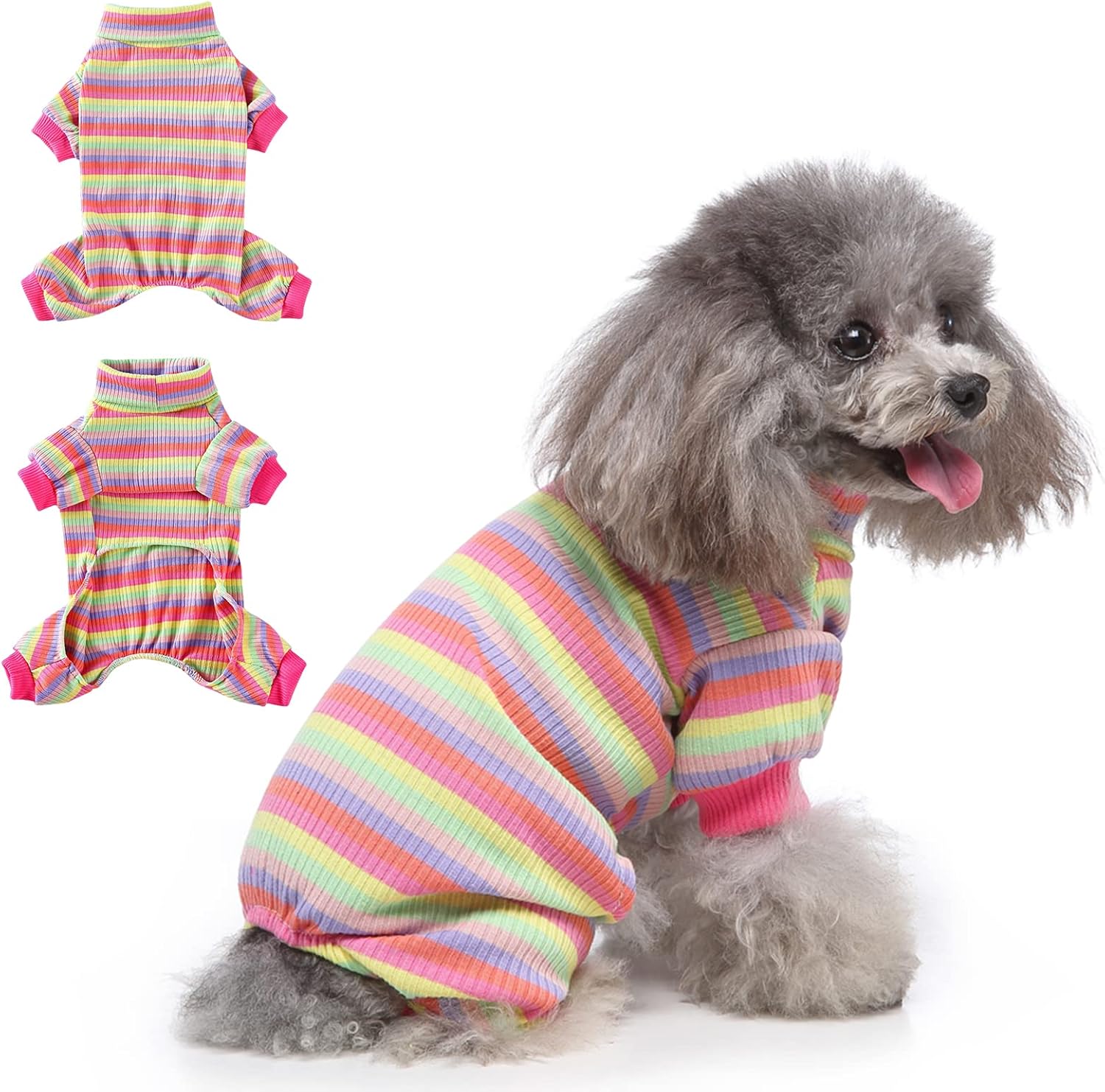 MORVIGIVE Pijama a rayas para perro, overol suave para cachorros ...