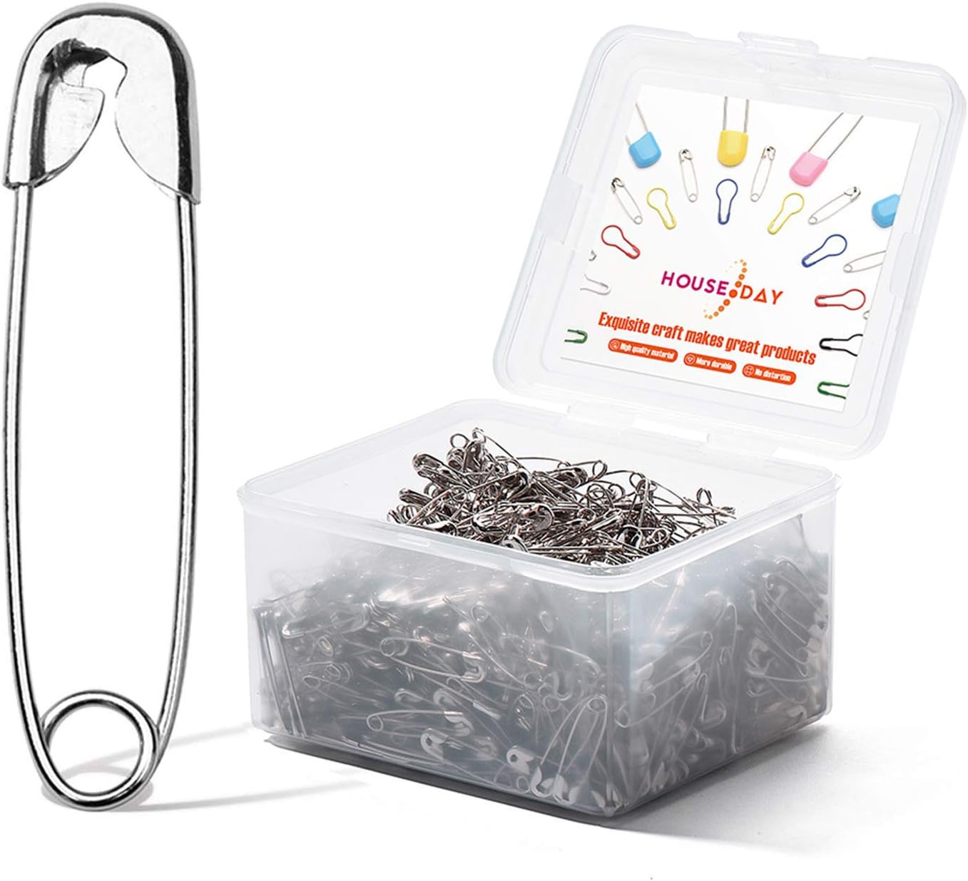 Amazon.com: HOUSE DAY Silver Safety Pins Pack of 1000, 1.1 inch Safety ...
