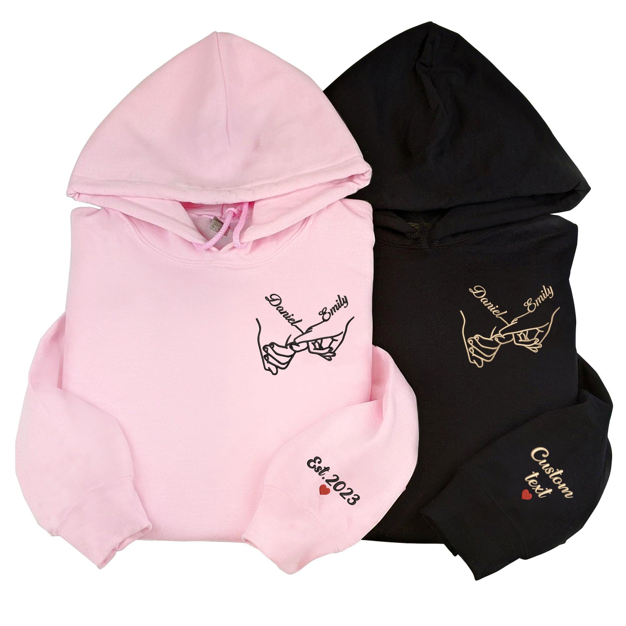 Amazon.com: Personalized Embroidered Couple Hoodies, Matching Hoodies ...