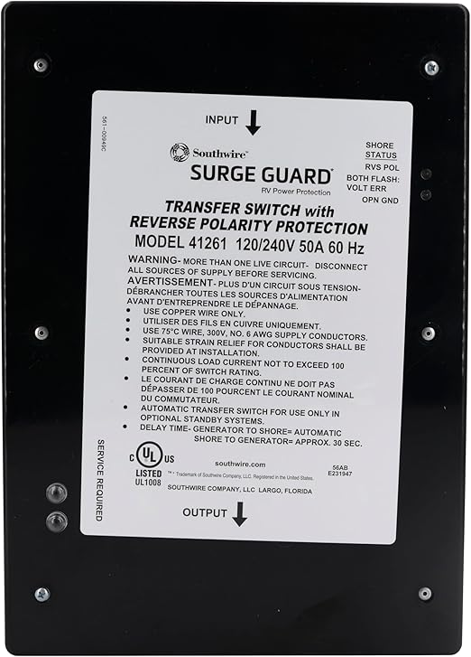 Amazon.com: Entry Level 50A Surge Guard Reverse Polarity Transfer ...