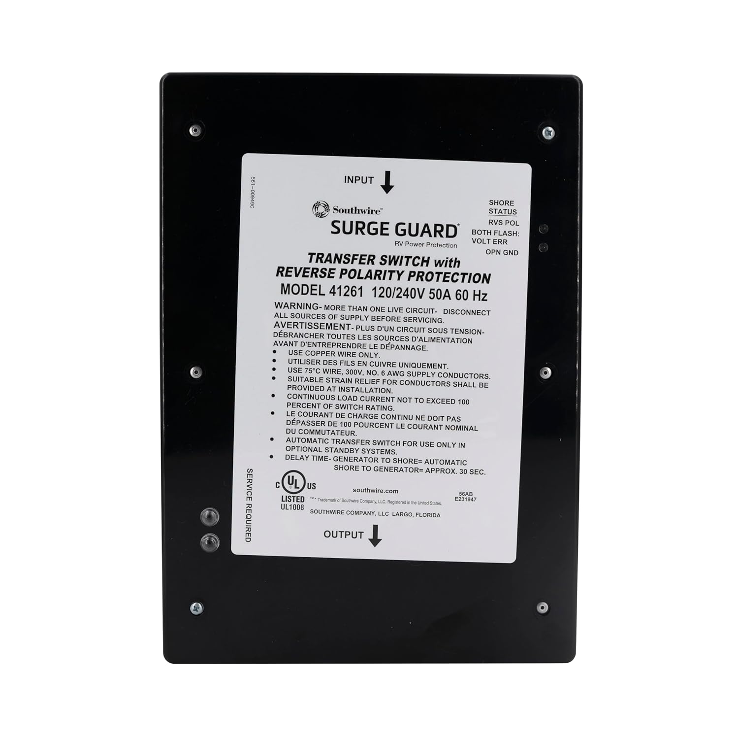 Amazon.com: Entry Level 50A Surge Guard Reverse Polarity Transfer ...
