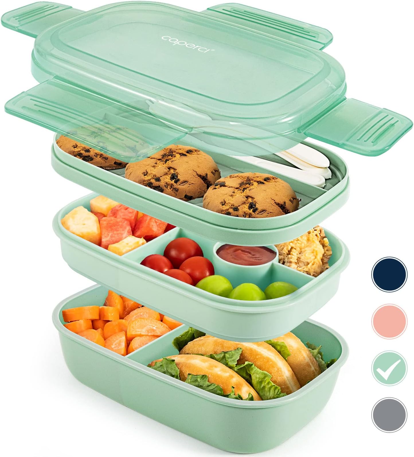 Amazon.com: Bento Box Adult Lunch Box,3 Stackable Bento Lunch ...