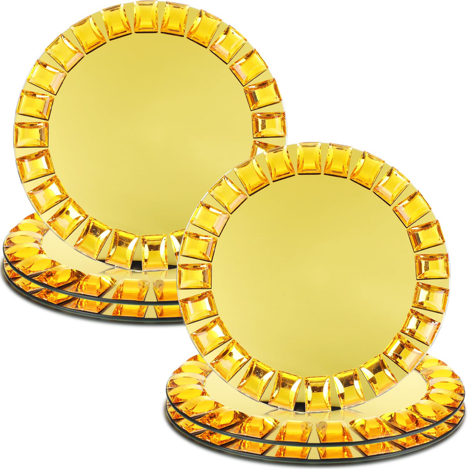 Snapklik.com : Suclain 6 Pcs Mirrored Glass Charger Plates 13 Inch ...