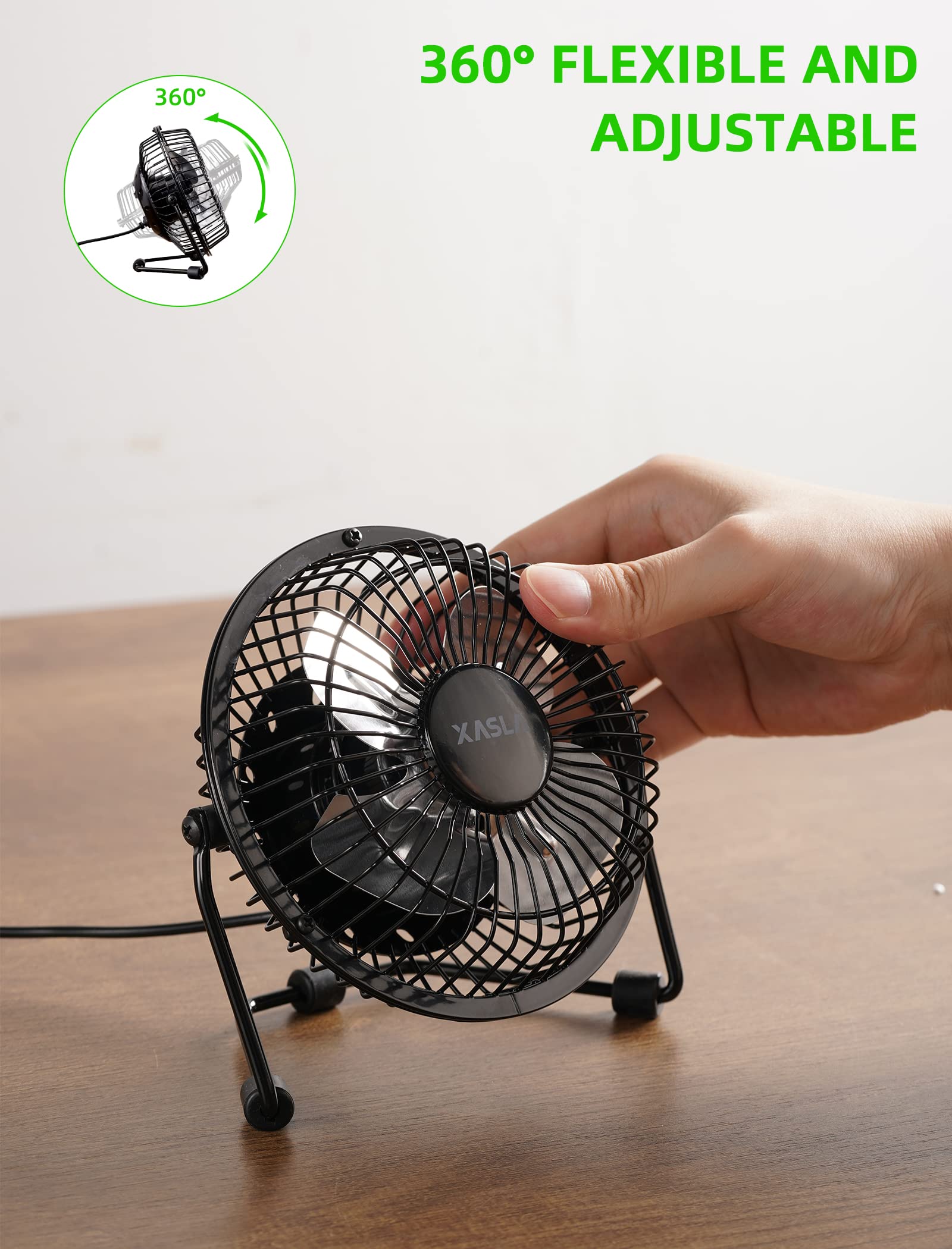Snapklik.com : Xasla 4 Inch Small USB Desk Fan, Mini Quiet Fan