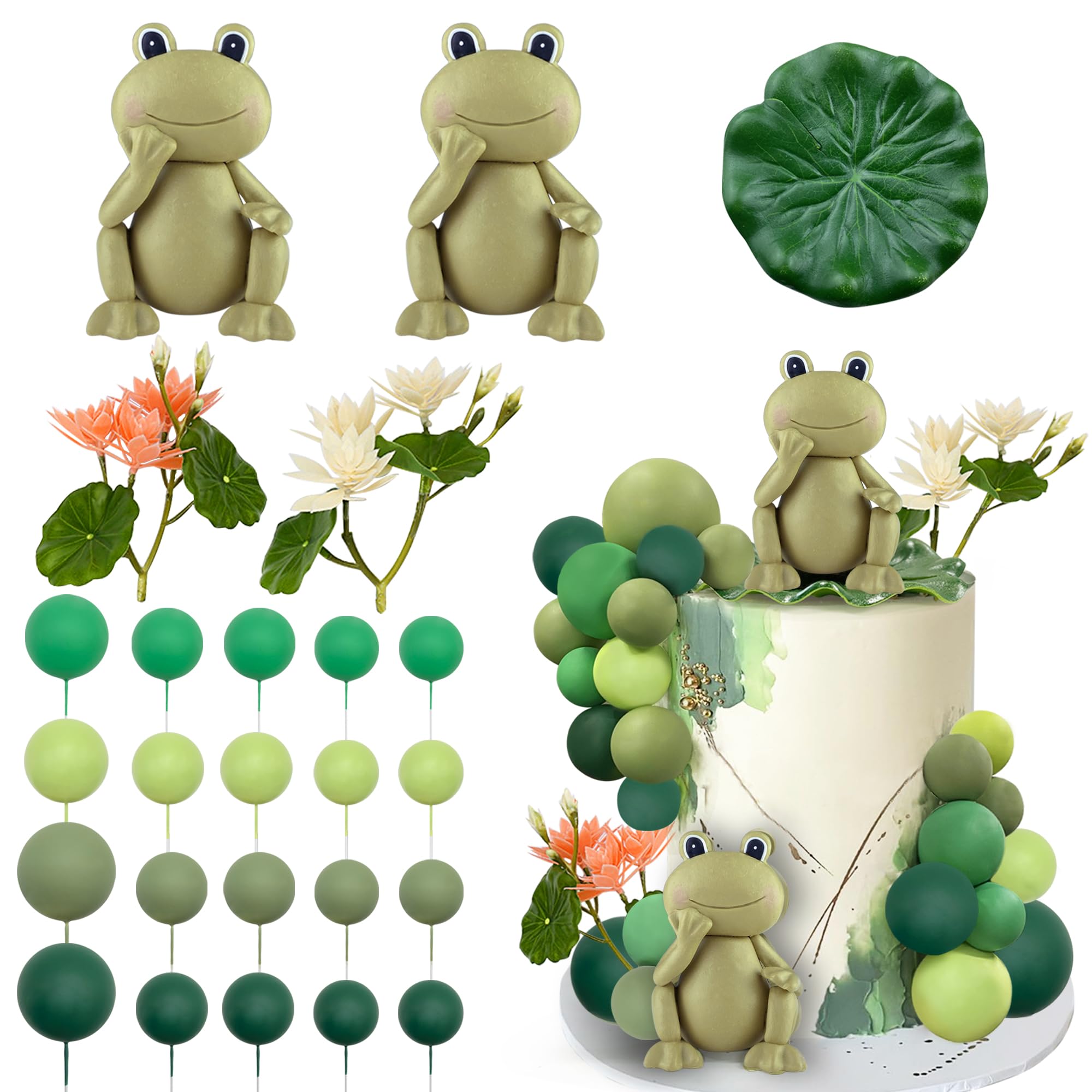 Amazon.com: 25 PCS Frog Cake Topper Frog Cake Decorations Ball Cake ...