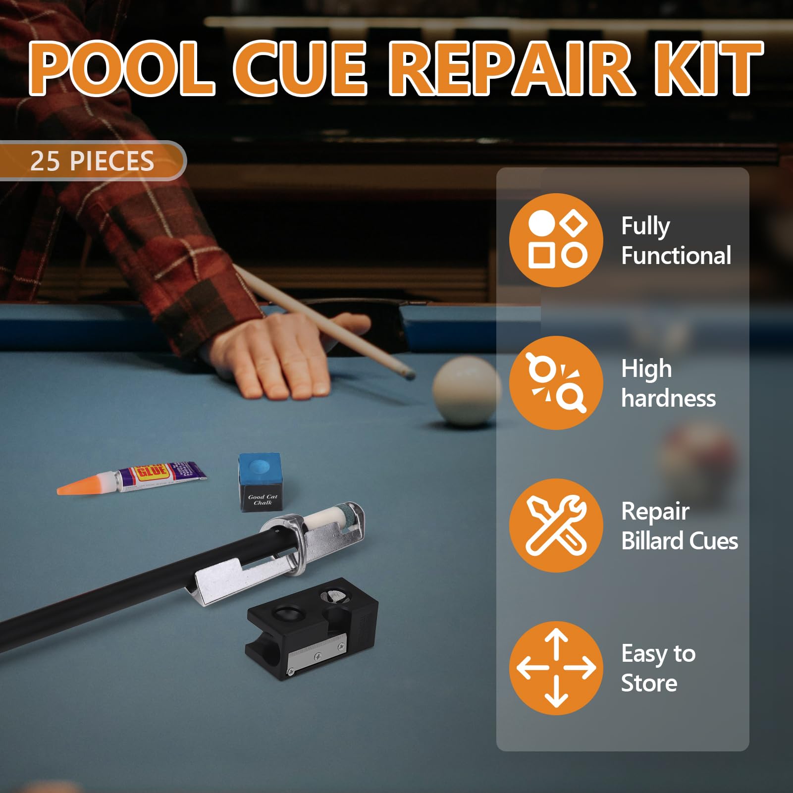 Snapklik.com : 25pcs Pool Cue Repair Kit: 1 8in1 Pool Cue Tips Repair ...