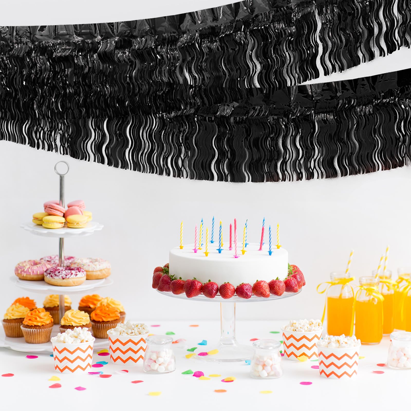 Snapklik.com : 5 Pack 10 Feet Black Fringe Garland Wavy Foil Fringe ...