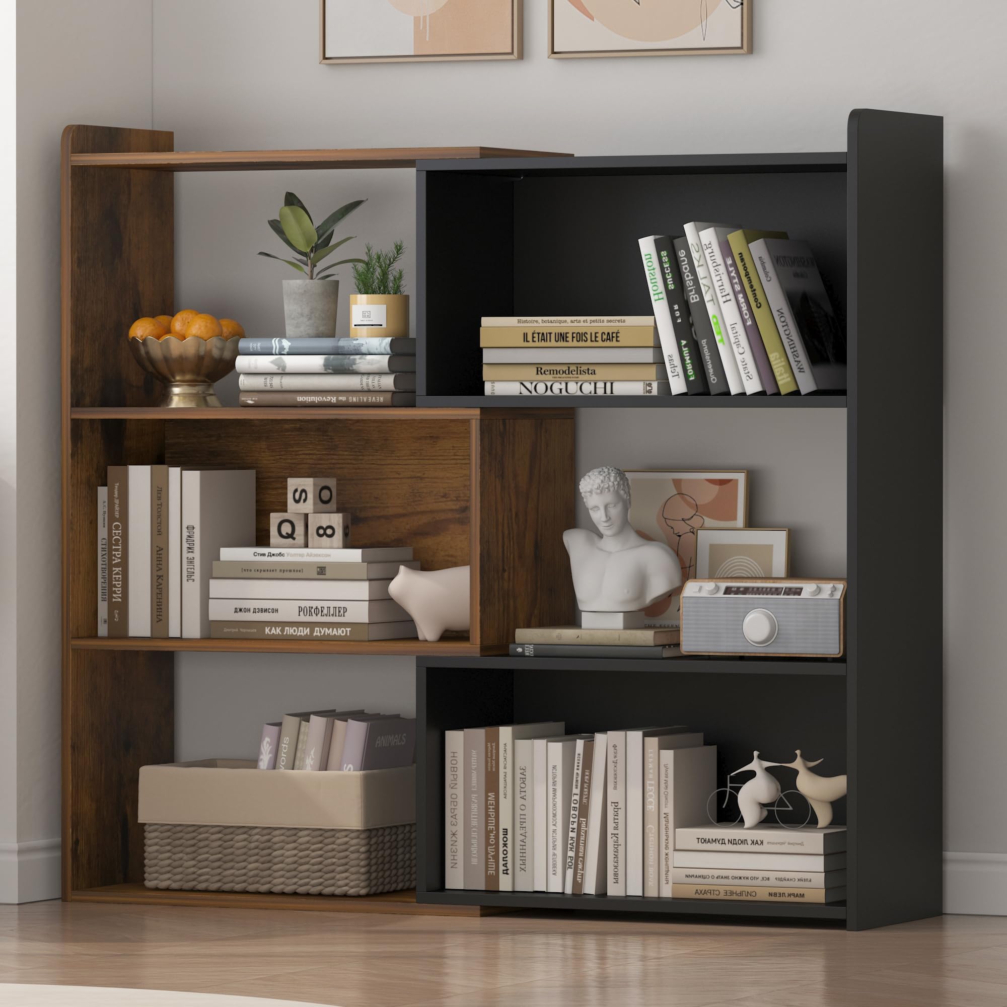 Amazon.com: NAIYUFA Corner Bookshelf,4-Tier L-Shaped Bookcase Storage ...