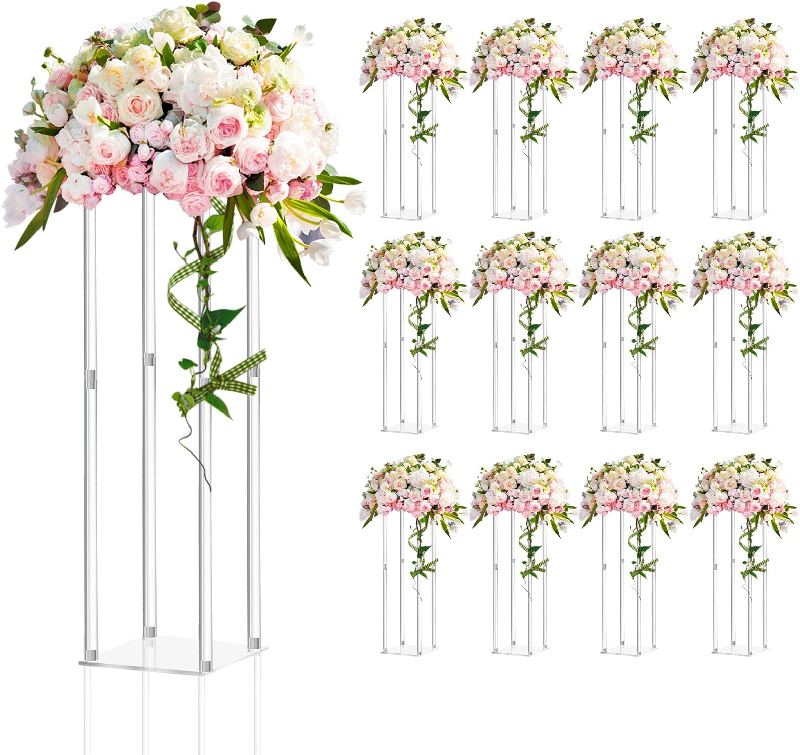 Amazon.com: Geetery 8 Pieces Tall Acrylic Vase Wedding Centerpieces ...