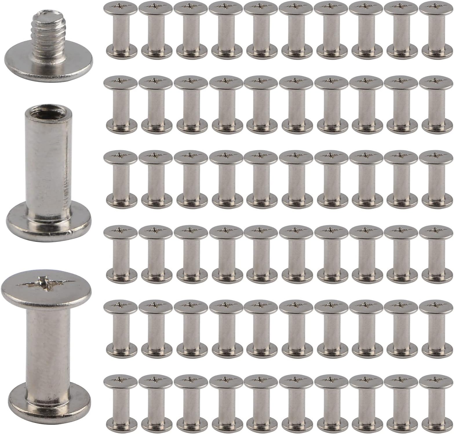 Amazon.com: 60 Sets Silvery Chicago Screws 1/2 Inches Screw Posts Metal ...