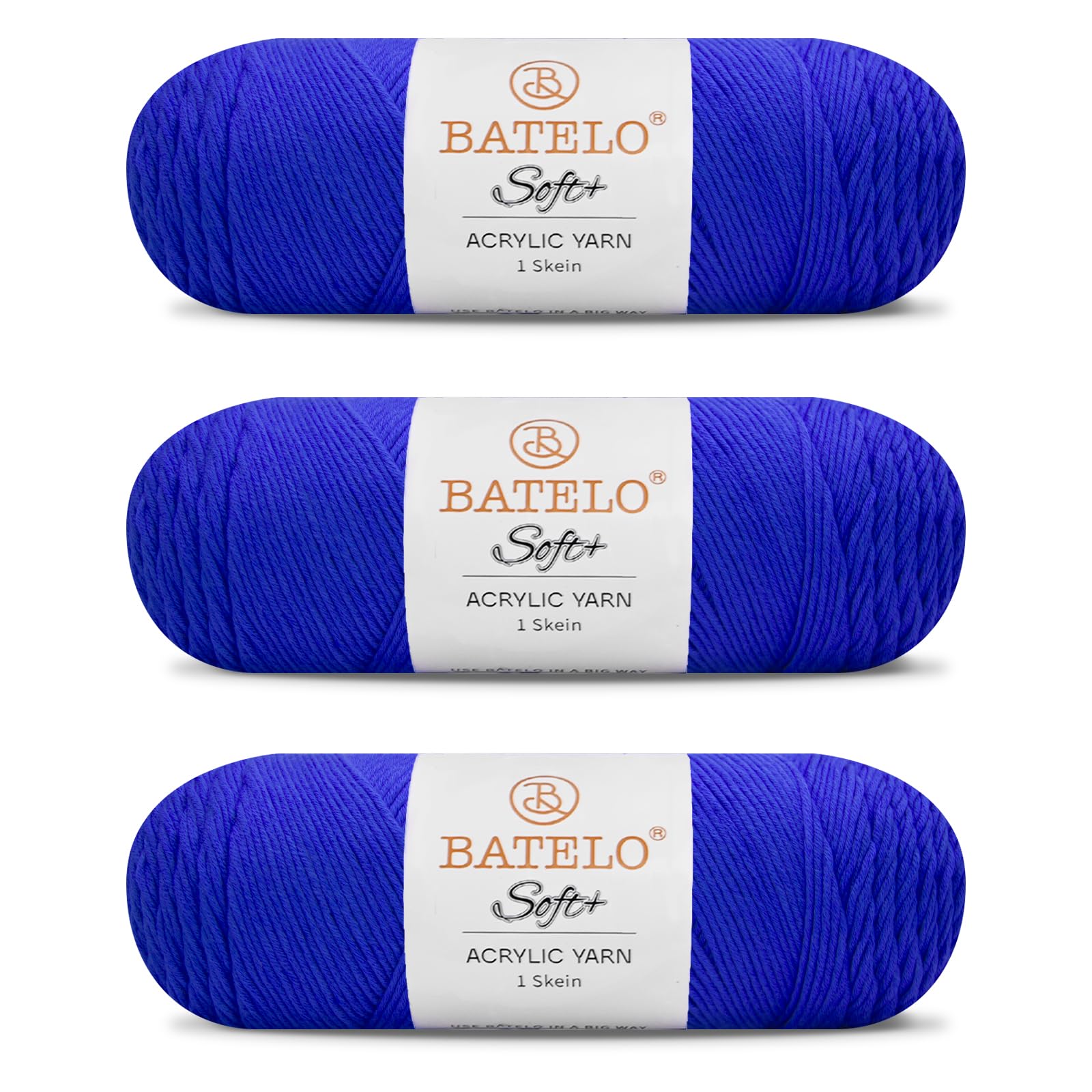 Amazon.com: BATELO Soft Royal Blue Yarn 1008 Yards - 3 Pack Acrylic ...