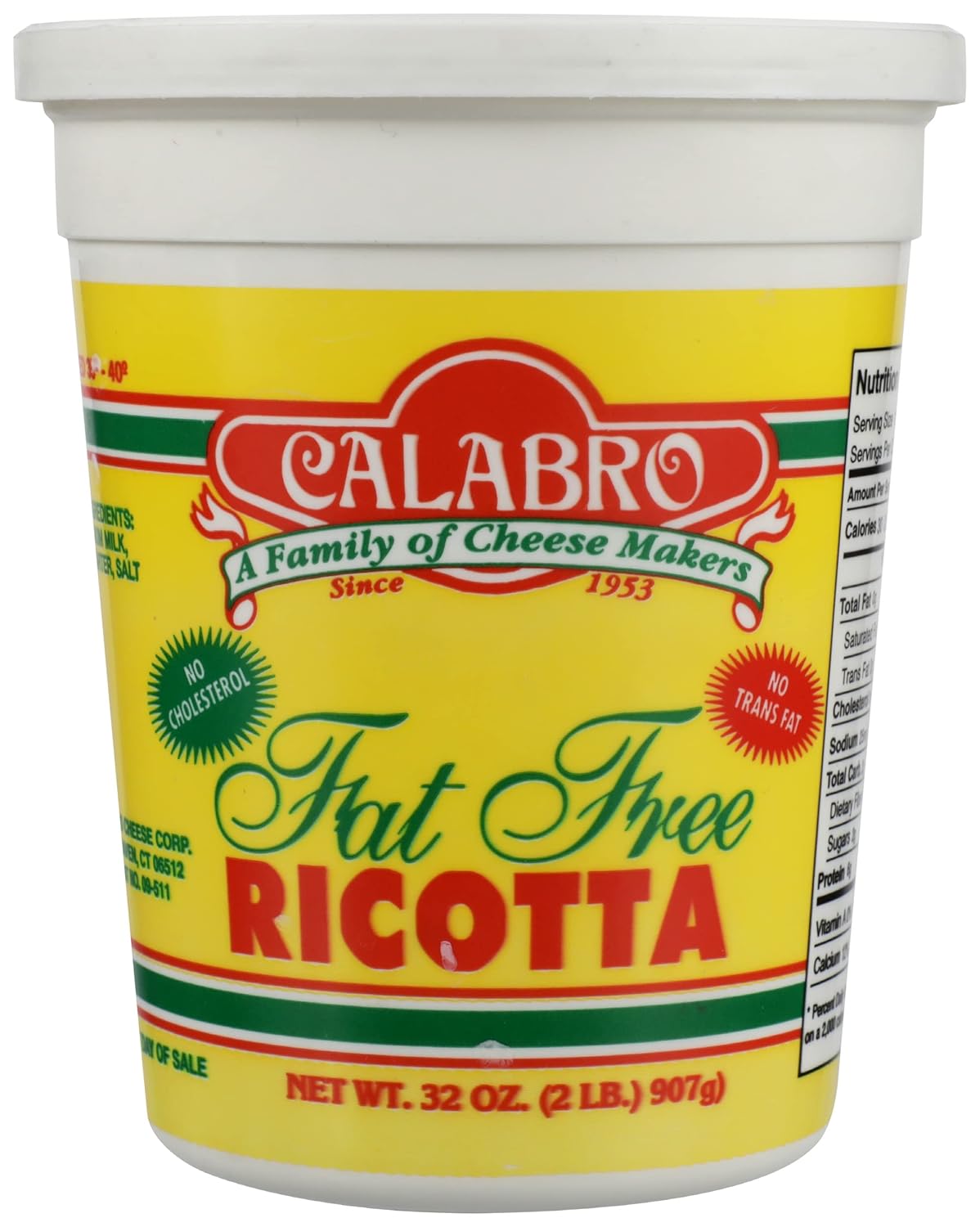 Amazon.com: CALABRO CHEESE Fat Free Ricotta, 32 OZ : Grocery & Gourmet Food