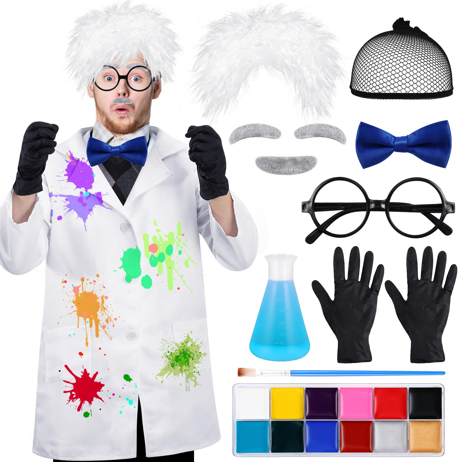 Snapklik.com : Bonuci 10 Pcs Halloween Mad Scientist Costume Set Crazy ...