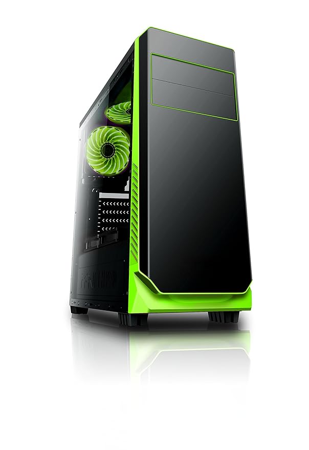 Amazon.in: Buy Circle Gaming Elegantor Gaming Green ATX Tower Case with ...
