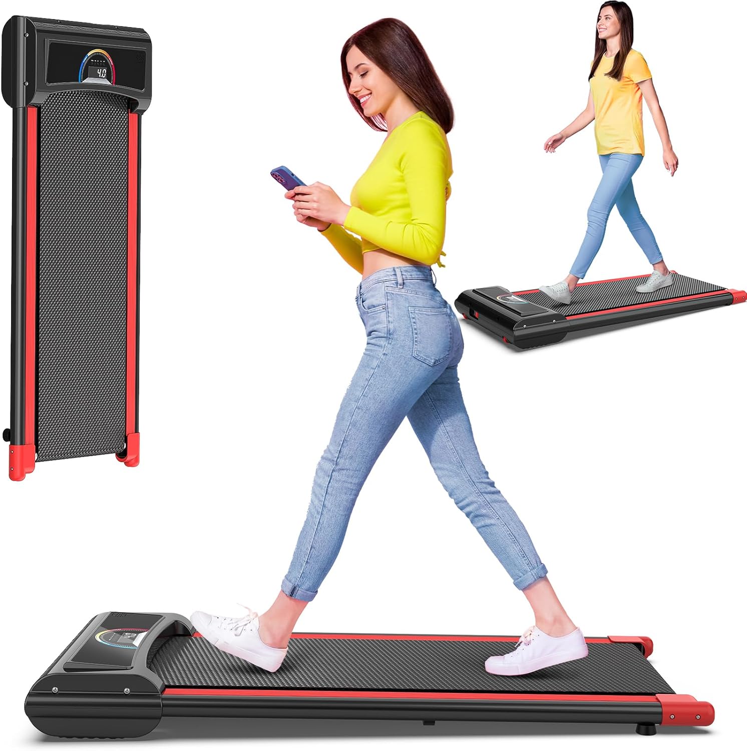 FLIMDER Walking Pad, Compact & Portable Under Desk Treadmill, Mini ...