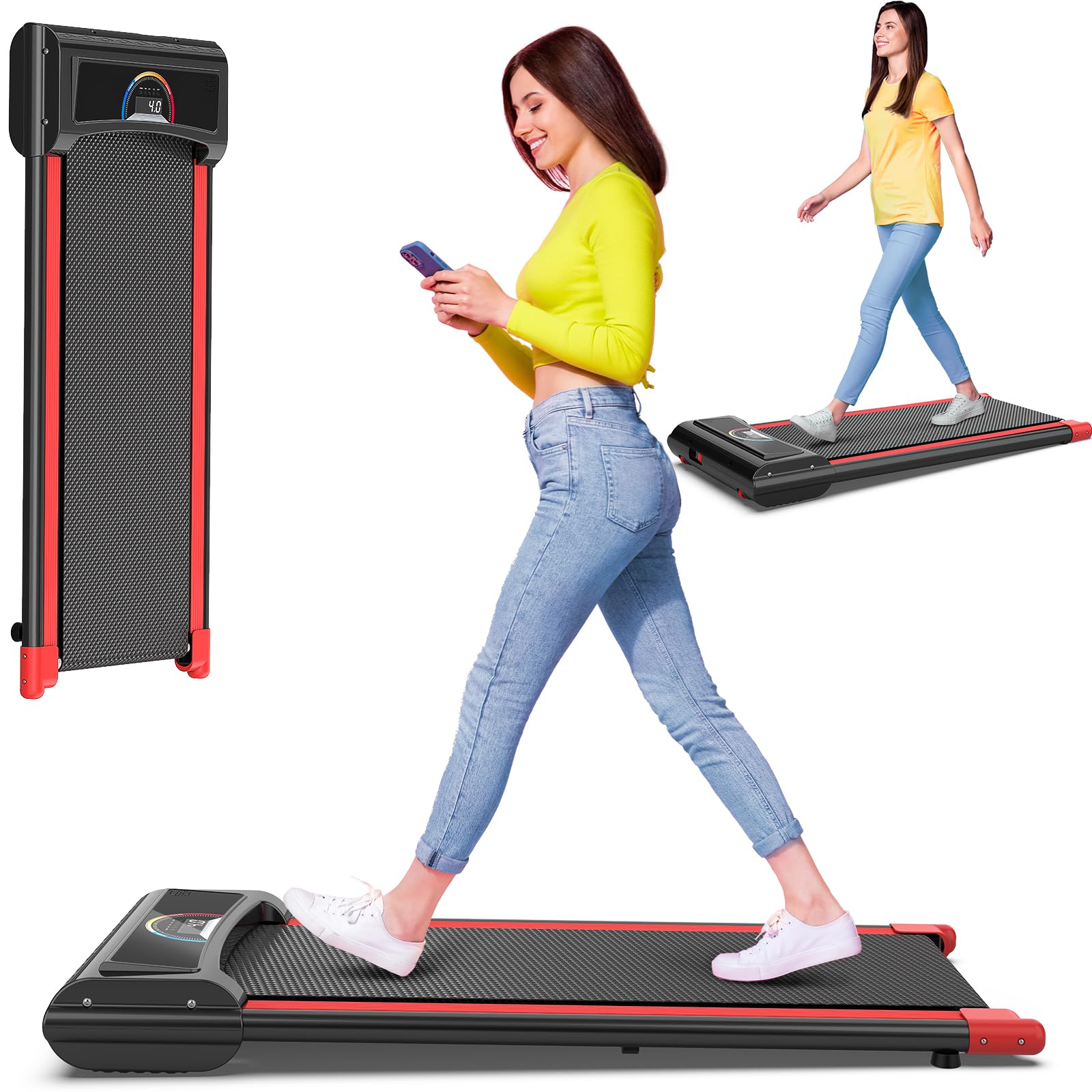 FLIMDER Walking Pad, Compact & Portable Under Desk Treadmill, Mini ...