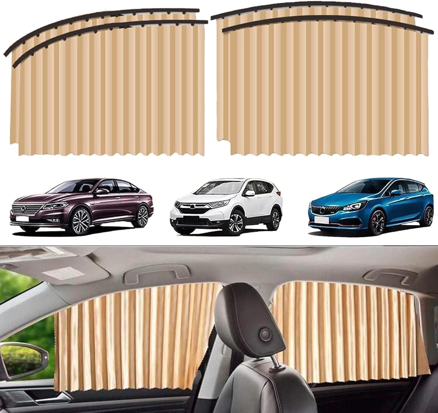 Antson 4pcs Universal Fit Magnetic Car Side Window Curtains, Foldable ...