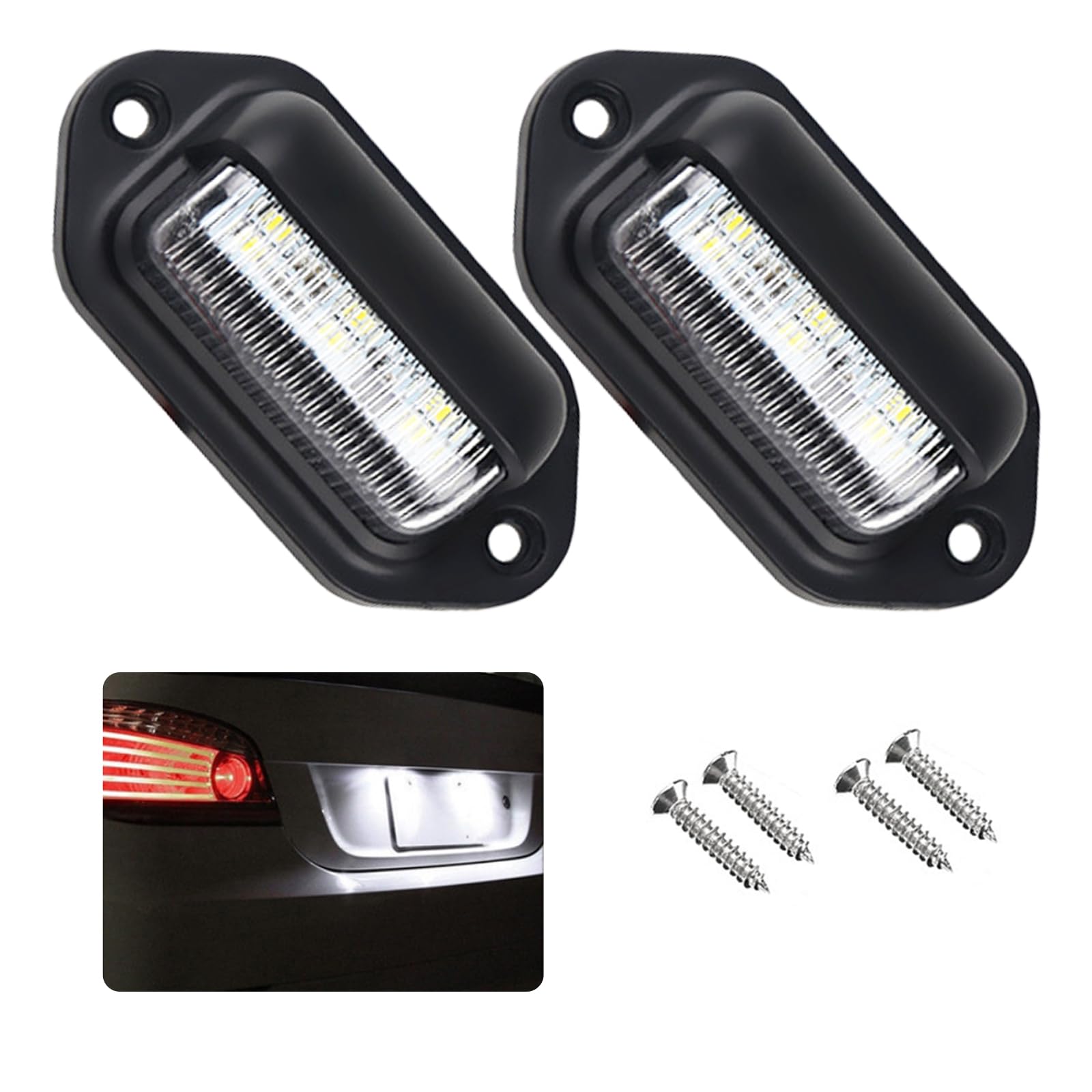 Amazon.com: Kewucn 2 PCS 12-24V License Plate LED Light, Waterproof 6 ...