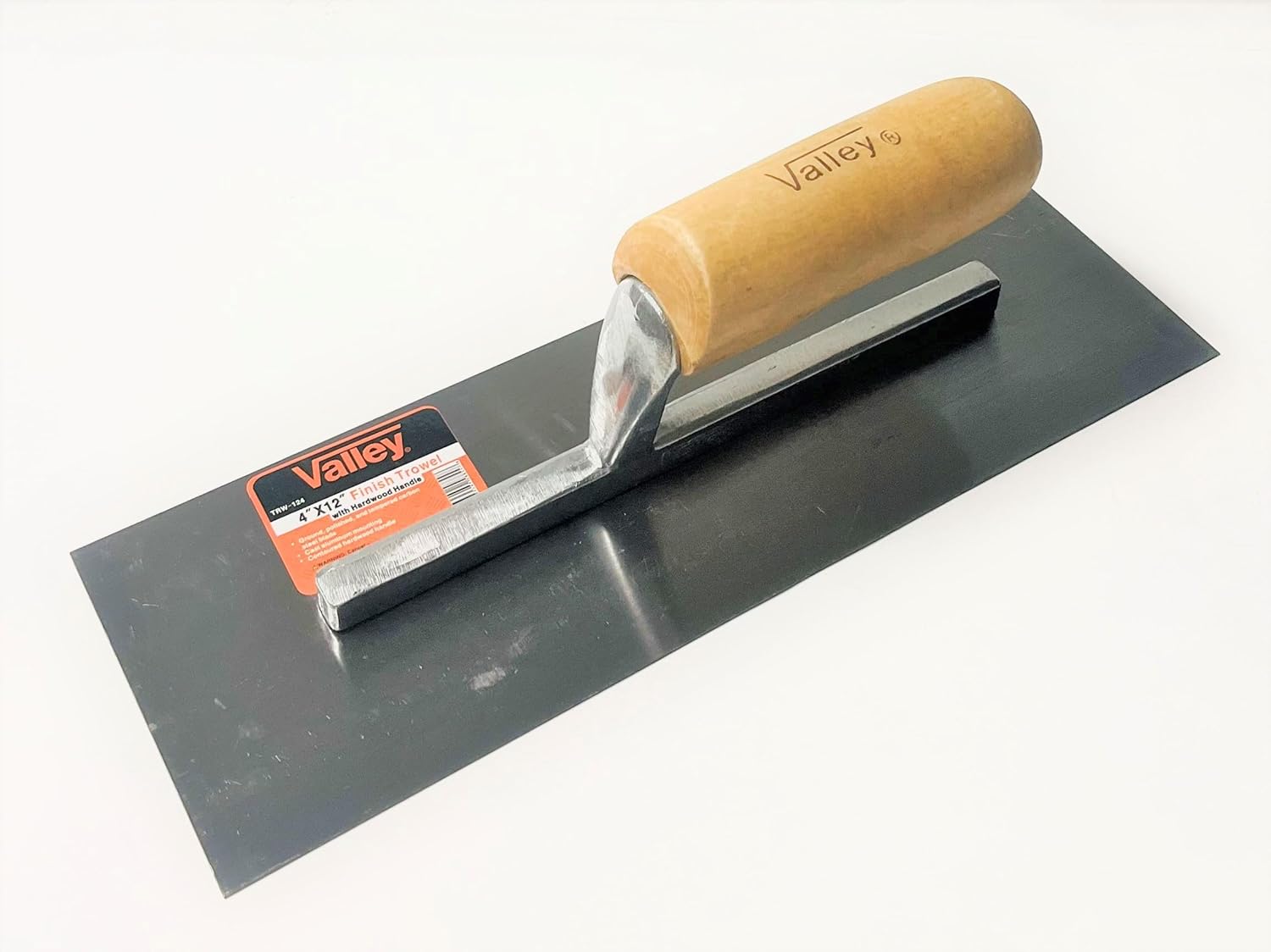 Shop-Tek/Valley 12" x 4" Finishing Trowel with Curved Hardwood Handle ...