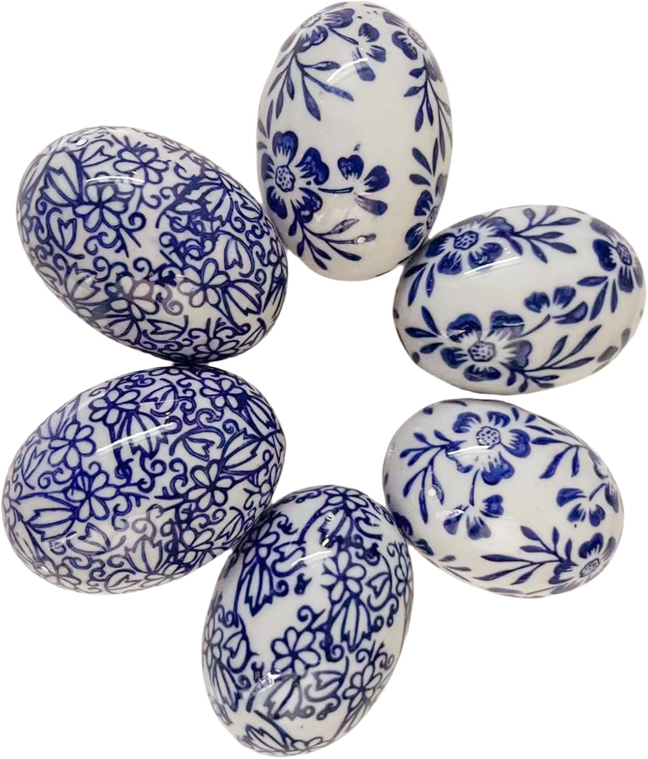 Amazon.com: 6pcs/Set Handcrafted Blue & White Ceramic Easter Eggs ...